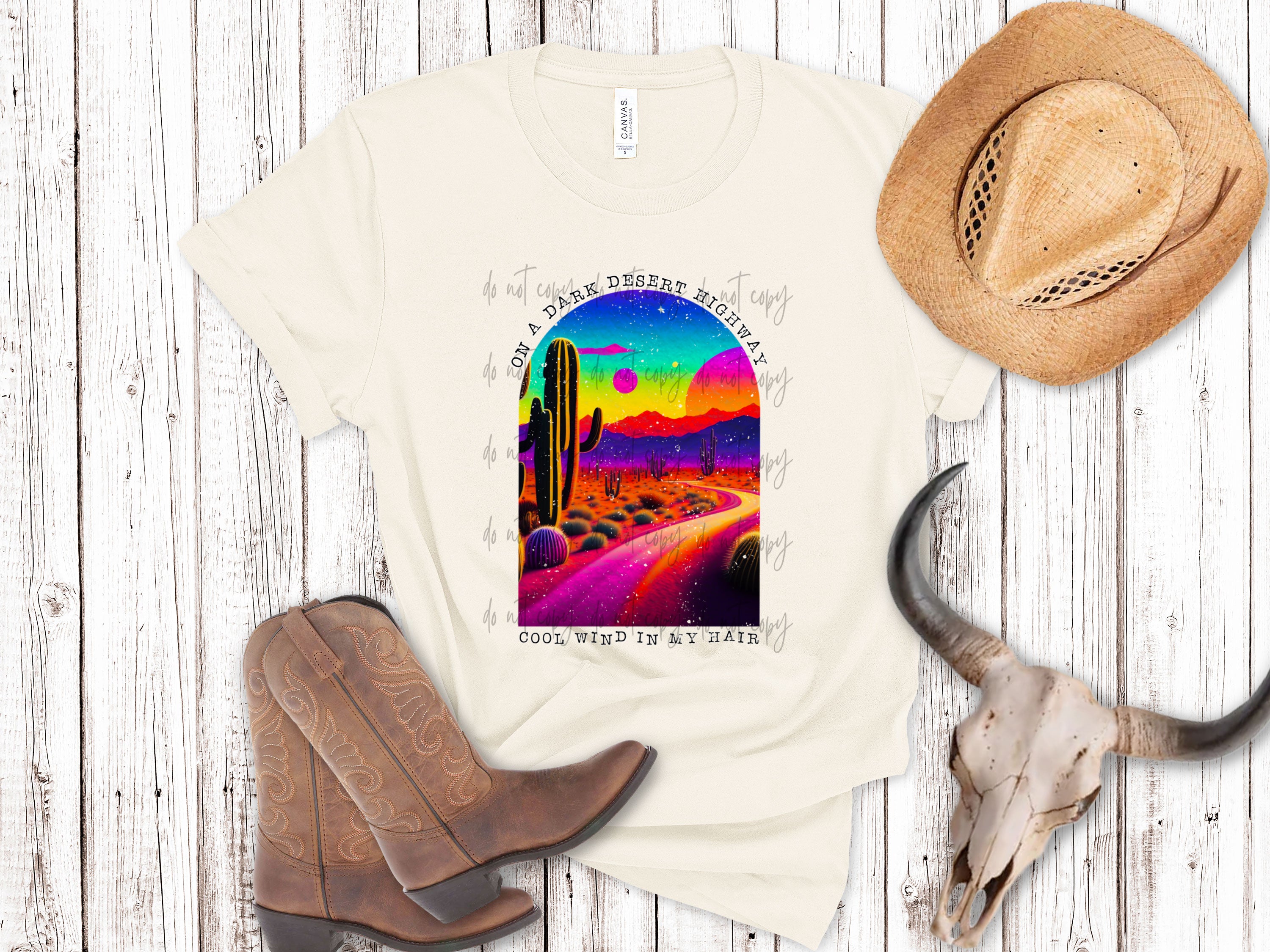 On A Dark Desert Highway Cool Wind In My Hair Watercolor TRANSFER ...