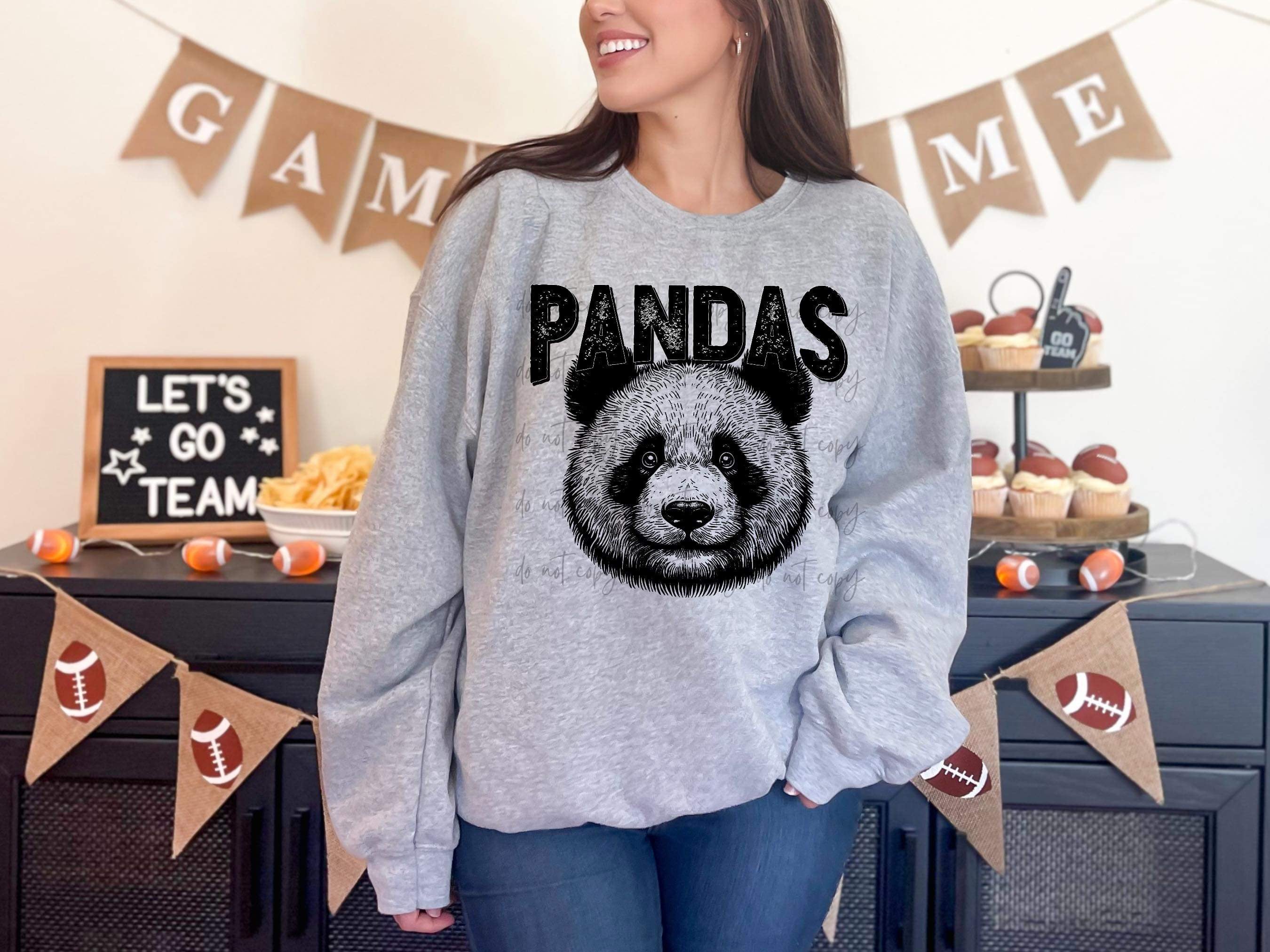 Pandas BW Mascot TRANSFER – Sassy Sublimation & Screen Prints