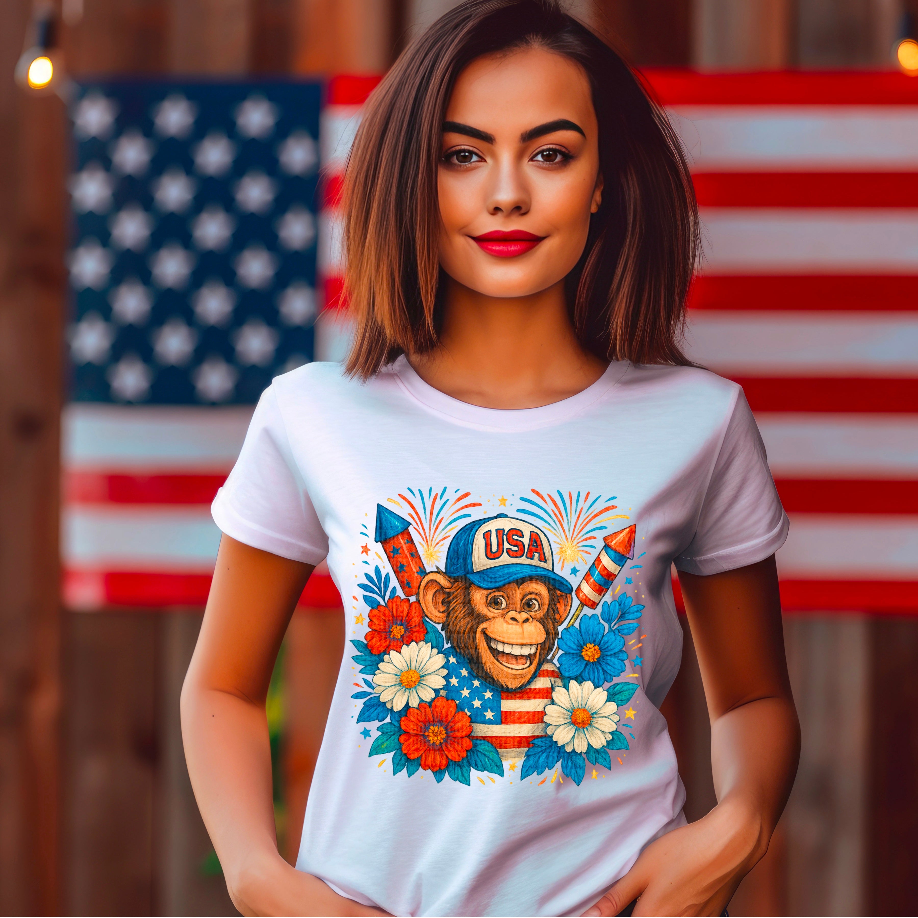 Monkey 4th Of July TRANSFER SDD APR – Sassy Sublimation & Screen Prints