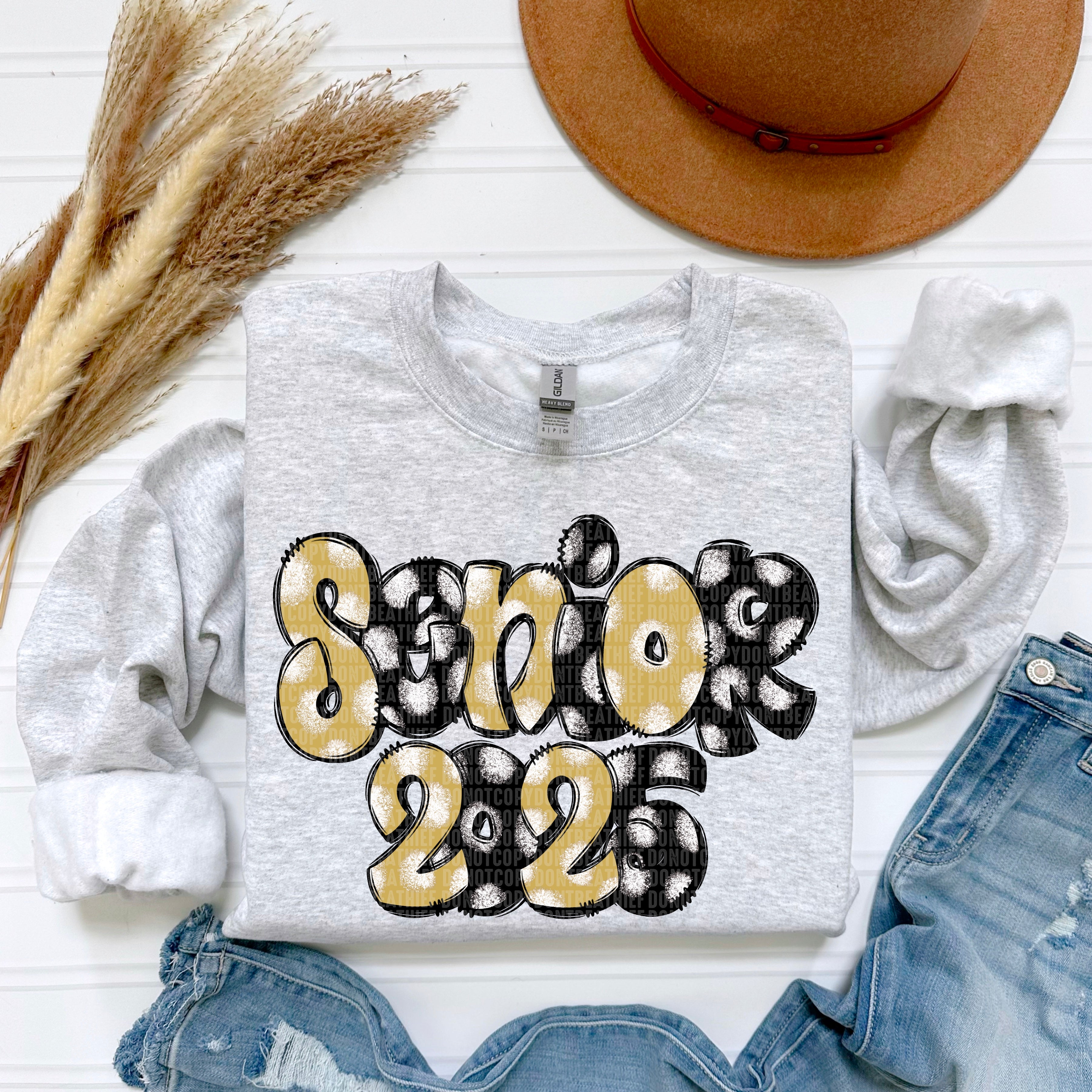 Senior 2025 doodle dot black Vegas gold | TRANSFER SDD – Sassy ...