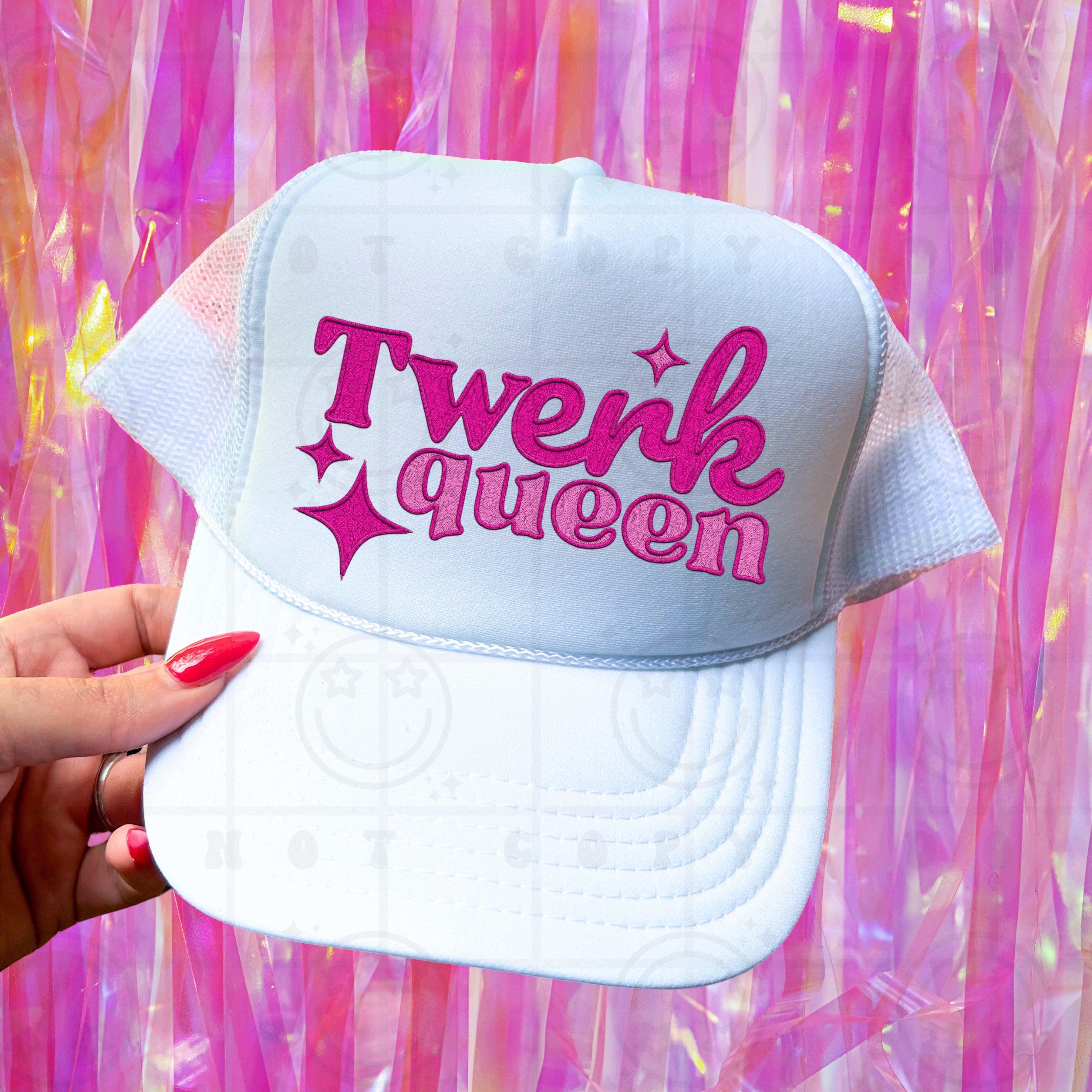 Twerk Queen Hat Patch 3-4” DTF TRANSFER HMWK APR 25 – Sassy Sublimation & Screen Prints