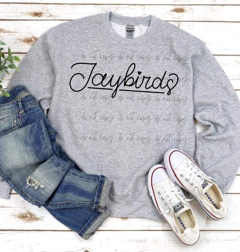 Hand Lettered Jaybirds TRANSFER – Sassy Sublimation & Screen Prints