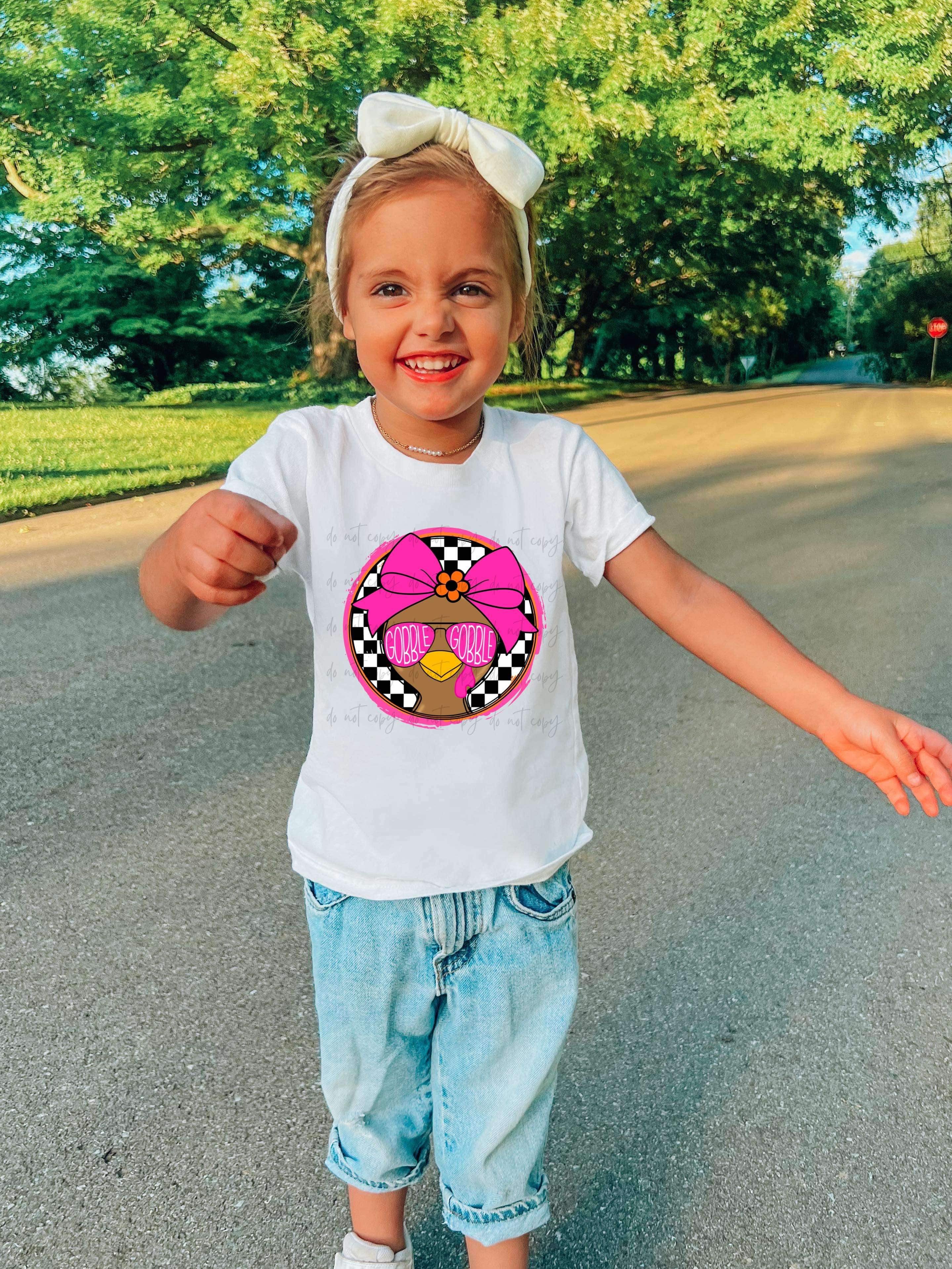 Gobble Gobble Checkered Turkey Pink TRANSFER – Sassy Sublimation ...