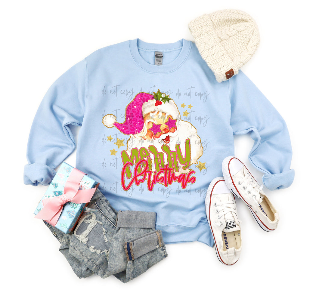 Pink Preppy Santa Christmas Faux Sequin TRANSFER – Sassy Sublimation ...