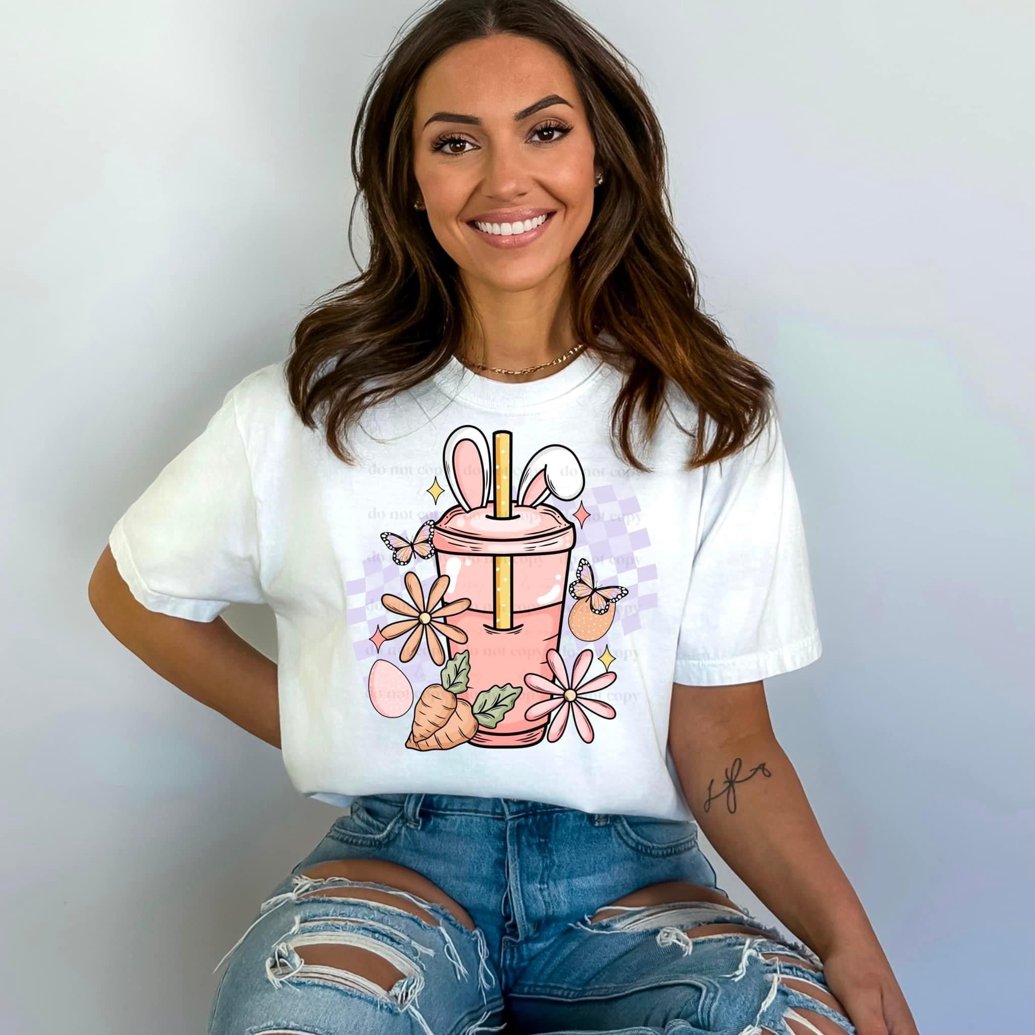 Bunny Milkshake Pastel Checkered TRANSFER – Sassy Sublimation & Screen ...