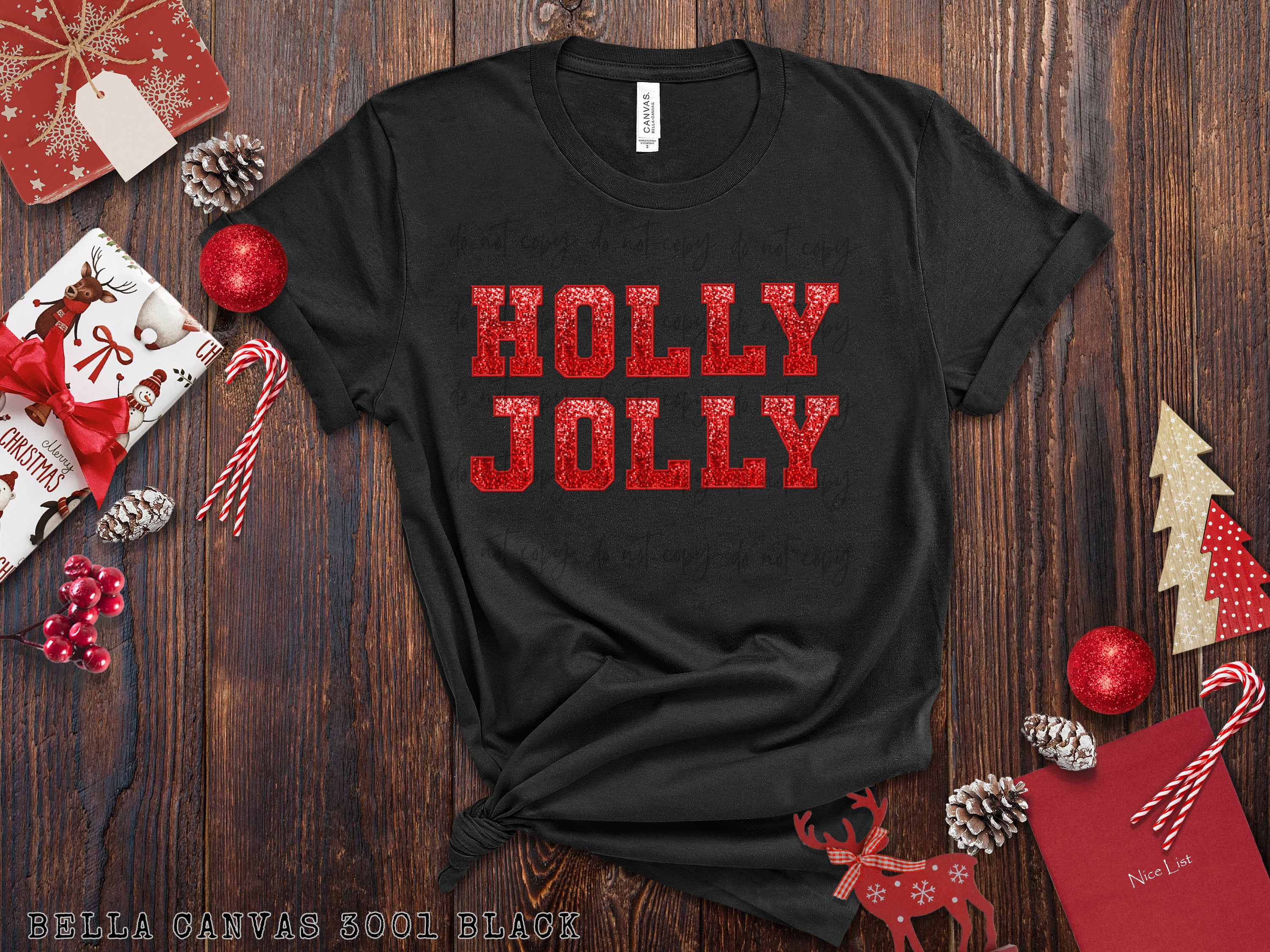 Holly Jolly Red Faux Embroidery Sequin TRANSFER – Sassy Sublimation ...