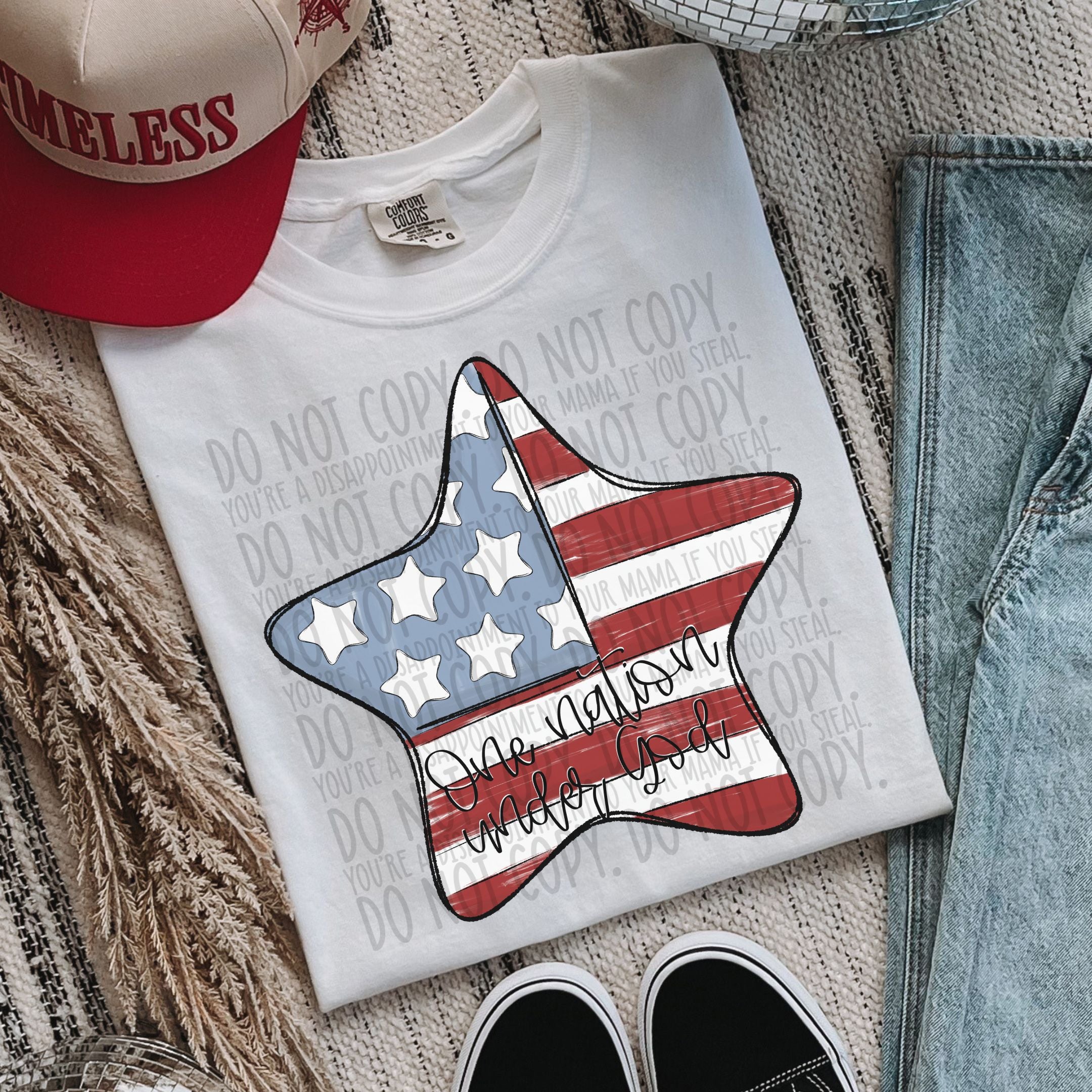 One Nation Under God Star With Flag TRANSFER SWD APR – Sassy ...
