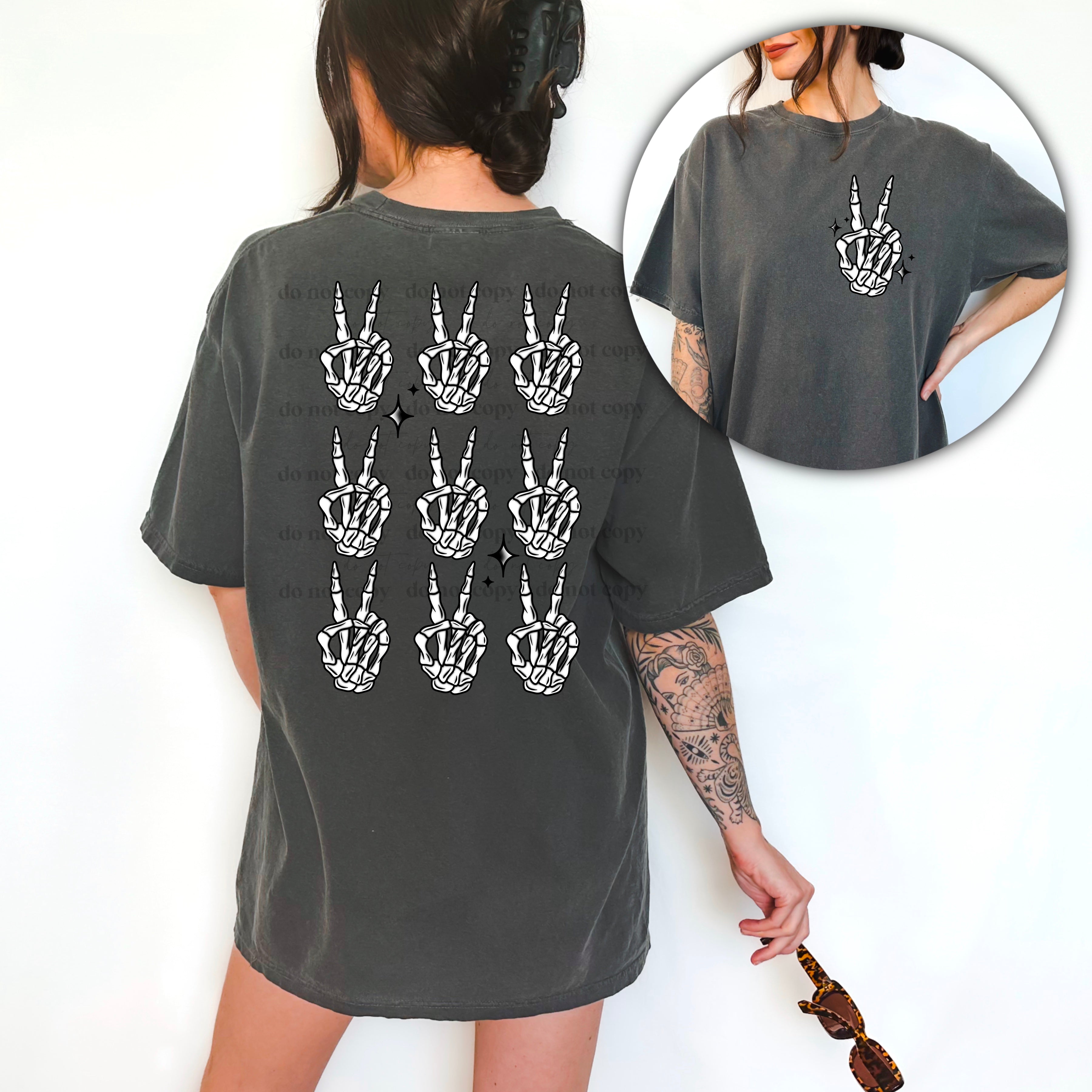 Skelly Peace Sign Stacked With Pocket TRANSFER CSC JAN – Sassy ...