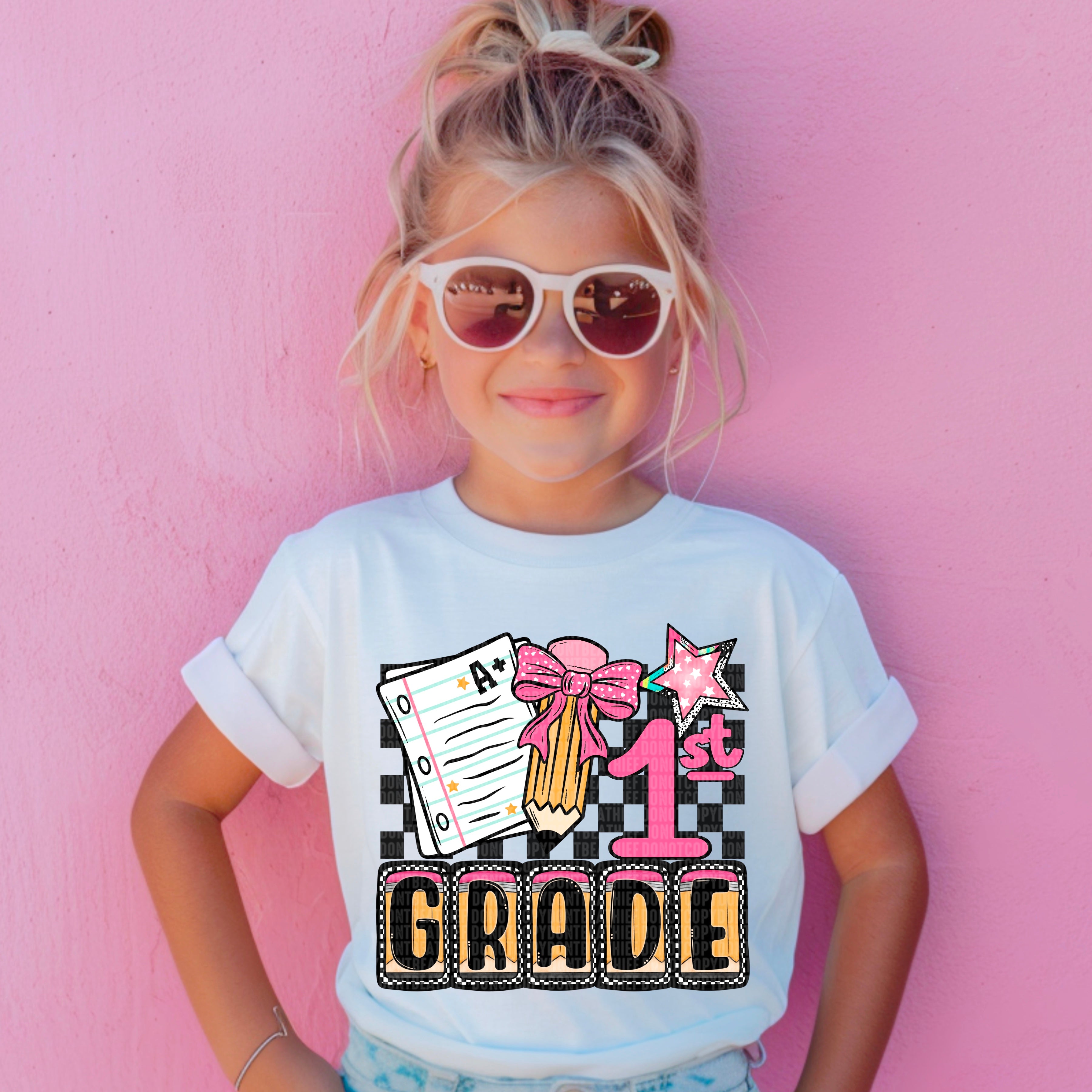 Pink Bow Pencil Checkers Grades DROPDOWN TRANSFER SDD JULY – Sassy ...