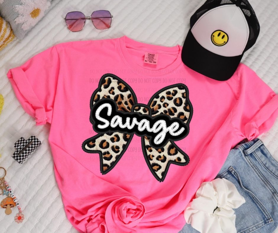 Savage Leopard Bow Mascot TRANSFER – Sassy Sublimation & Screen Prints