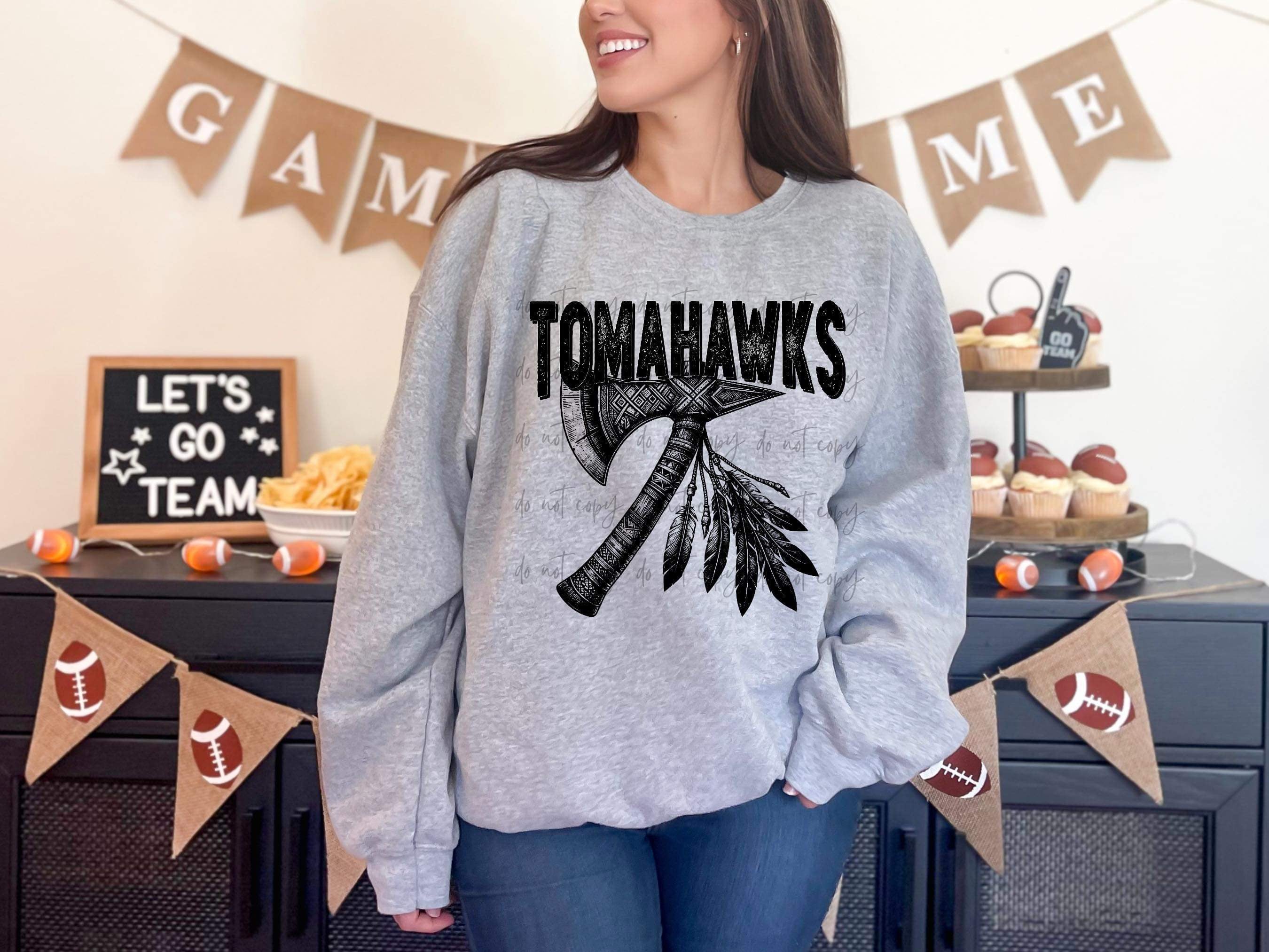 Tomahawks BW Mascot TRANSFER – Sassy Sublimation & Screen Prints