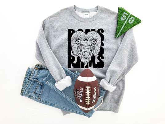 Stacked Mascots Rams TRANSFER – Sassy Sublimation & Screen Prints