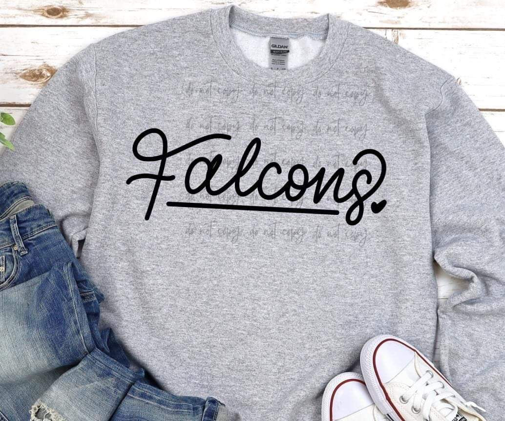 Hand Lettered Falcons TRANSFER – Sassy Sublimation & Screen Prints