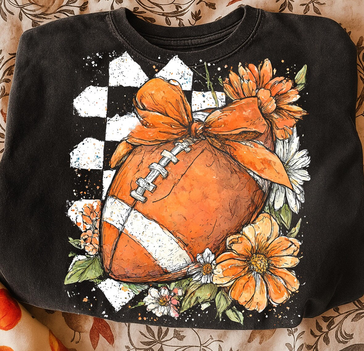 Fall Checker Football Bow TRANSFER – Sassy Sublimation & Screen Prints