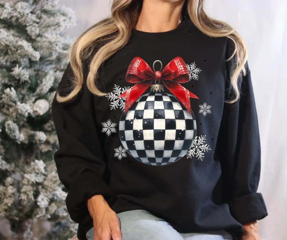 Checkered Ornament Red Bow TRANSFER SCG – Sassy Sublimation & Screen Prints