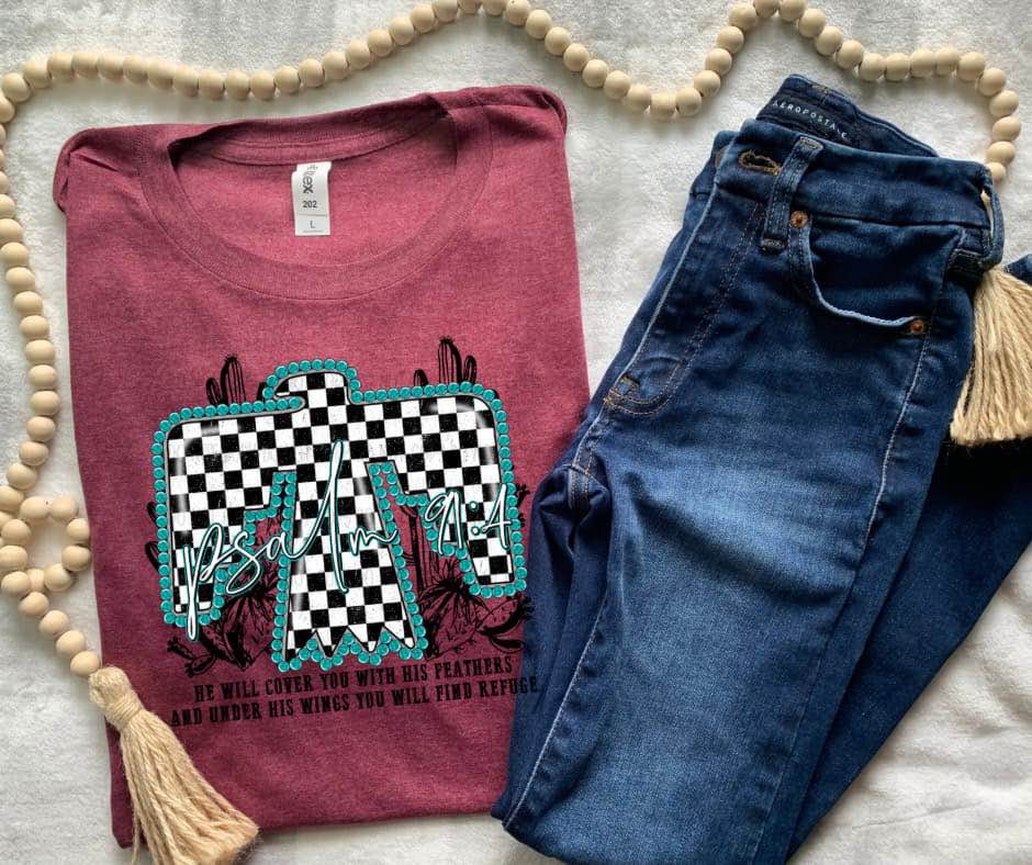 Psalm 91:4 Checkered Bird TRANSFER SCG – Sassy Sublimation & Screen Prints