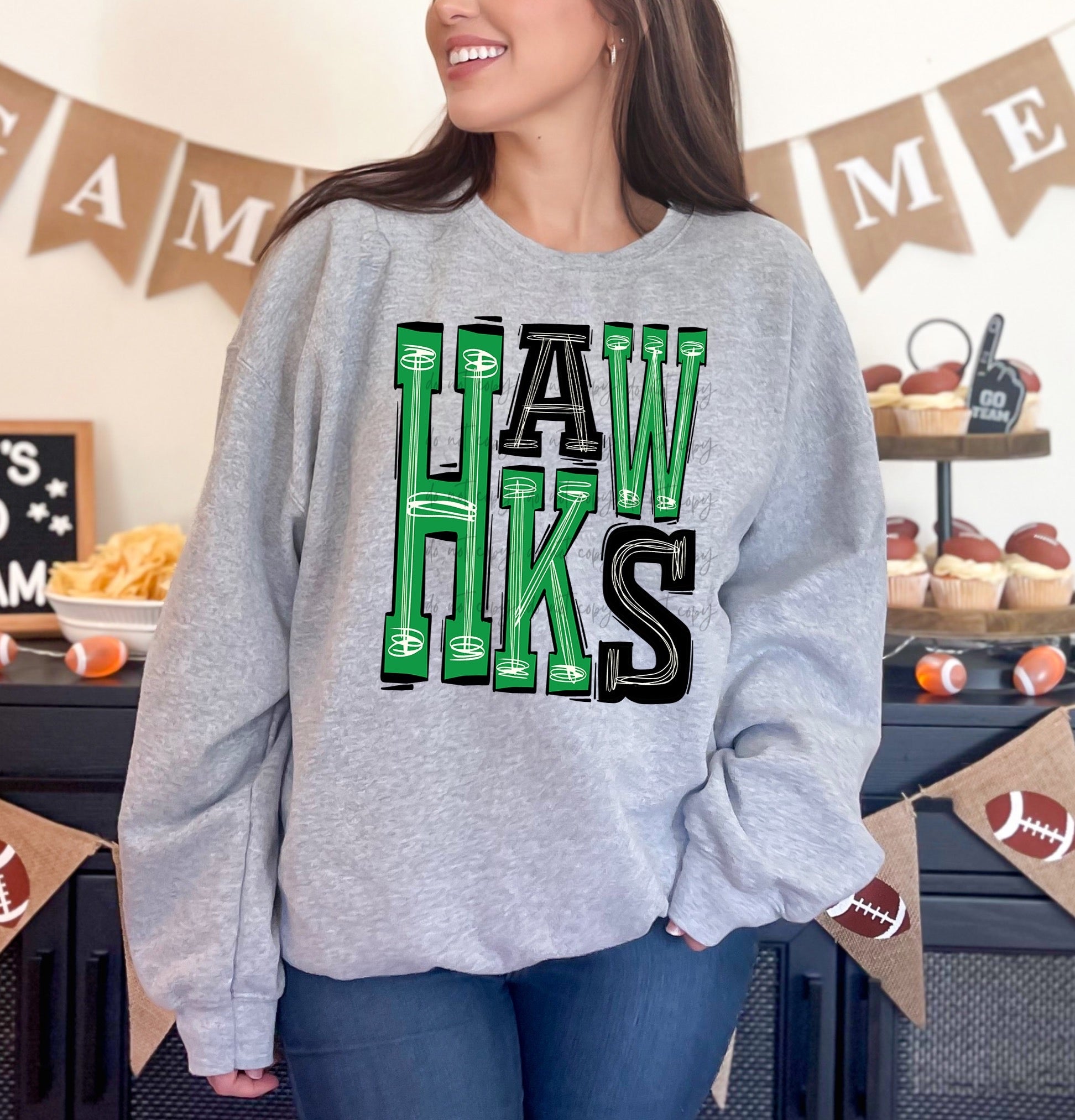 Hawks Green Black Mascot TRANSFER – Sassy Sublimation & Screen Prints