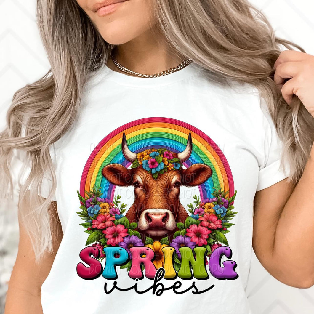 Spring Vibes Cow TRANSFER – Sassy Sublimation & Screen Prints