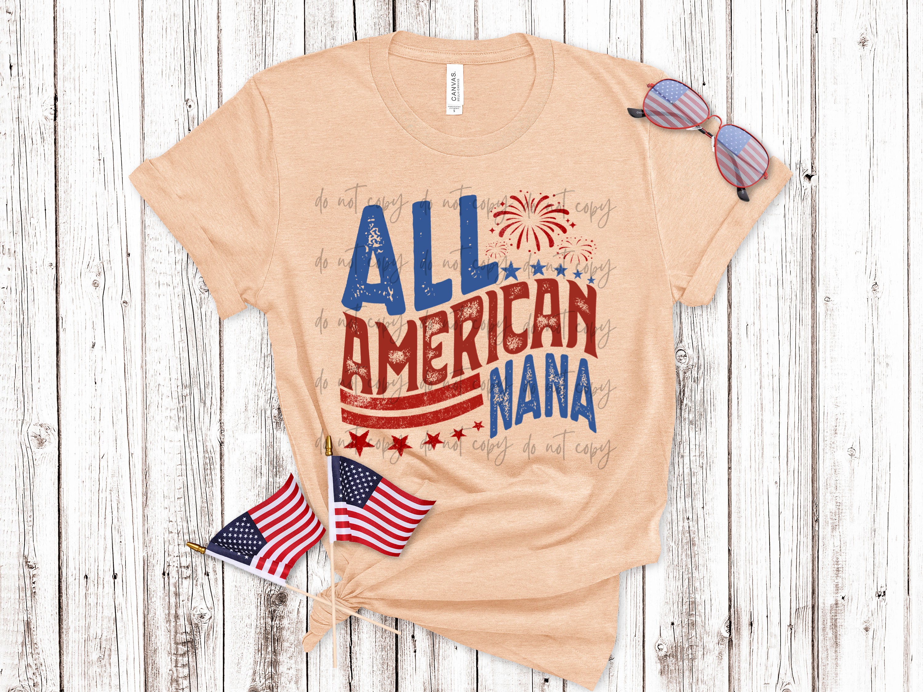 All American Nana Stars And Fireworks TRANSFER – Sassy Sublimation ...