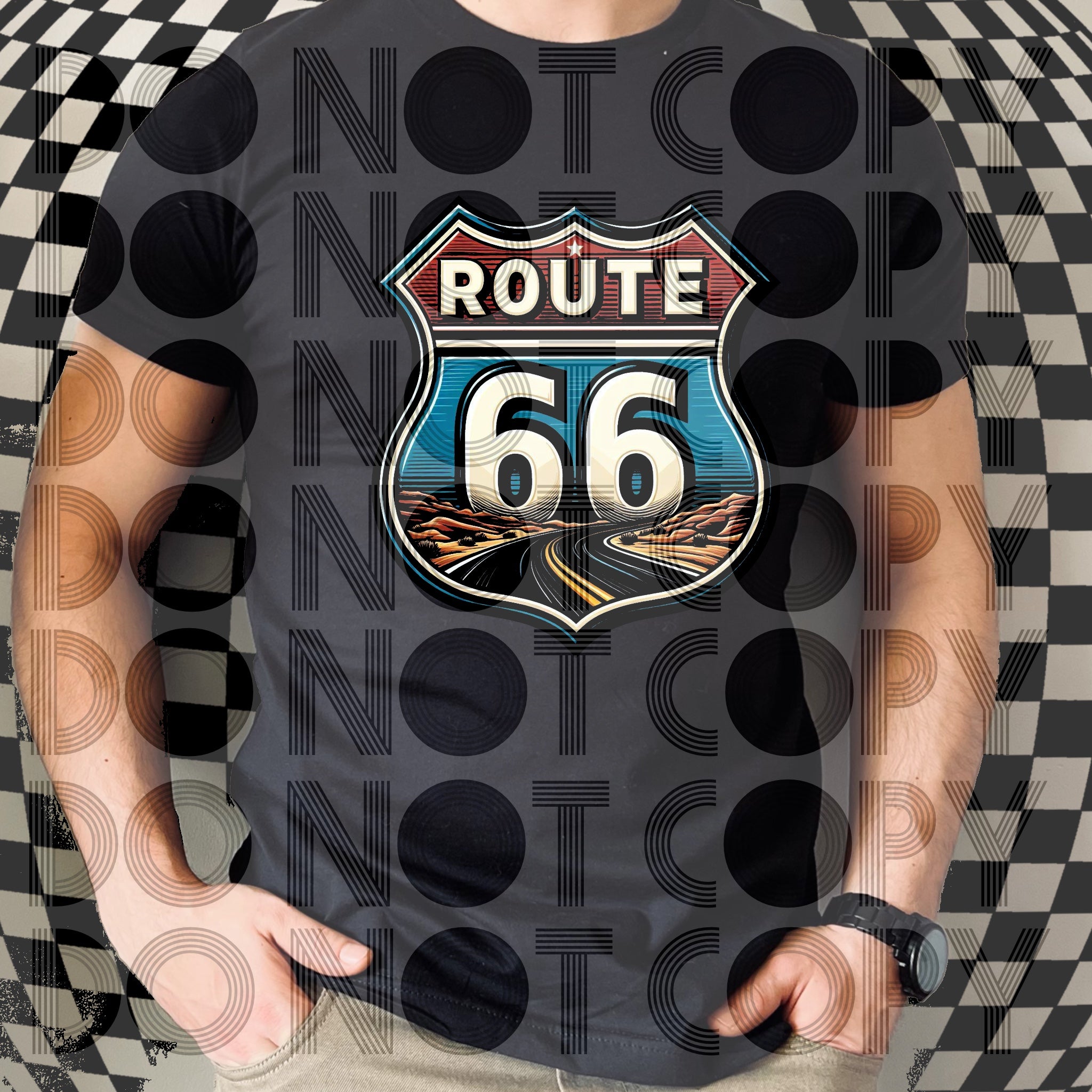 Route 66 Red Blue TRANSFER RNW HPE – Sassy Sublimation & Screen Prints