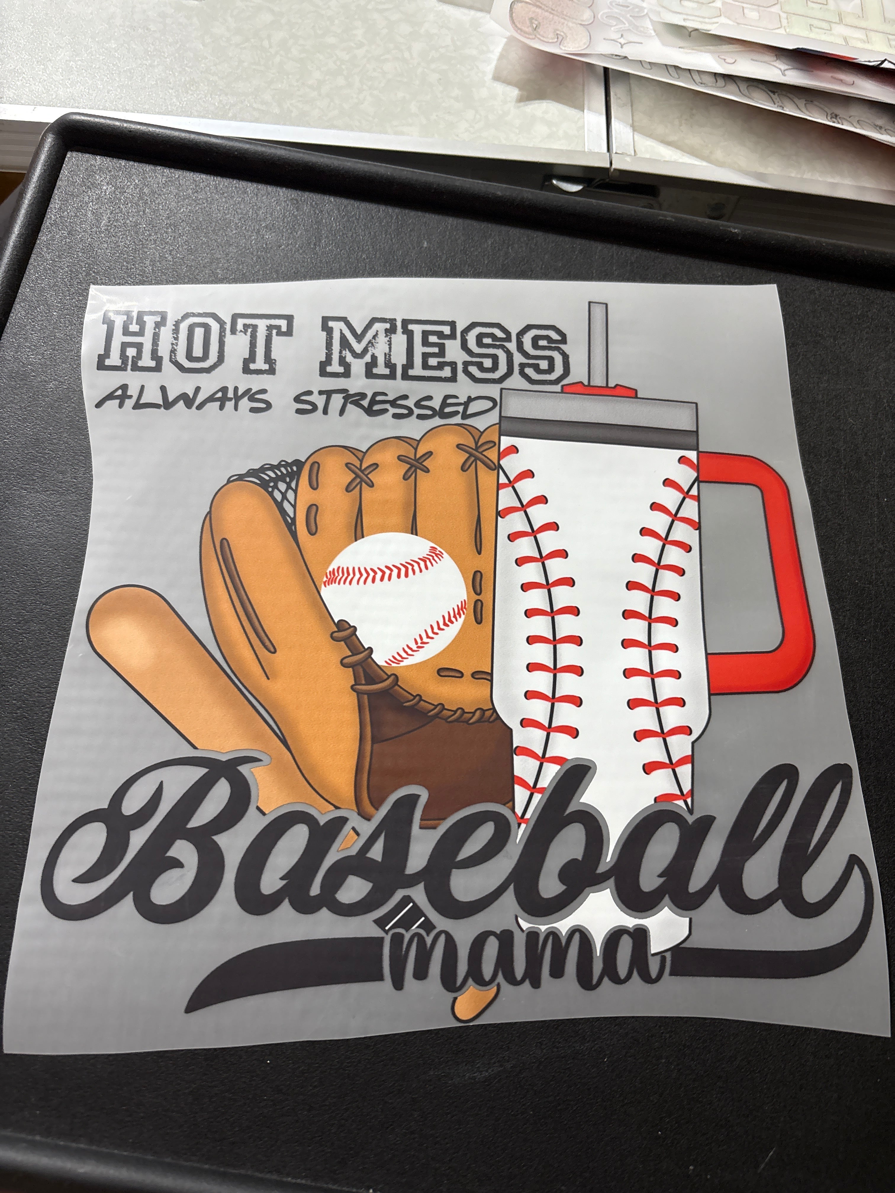Hot Mess Always Stressed Baseball Mama RTS COLD PEEL DTF TRANSFERm ...