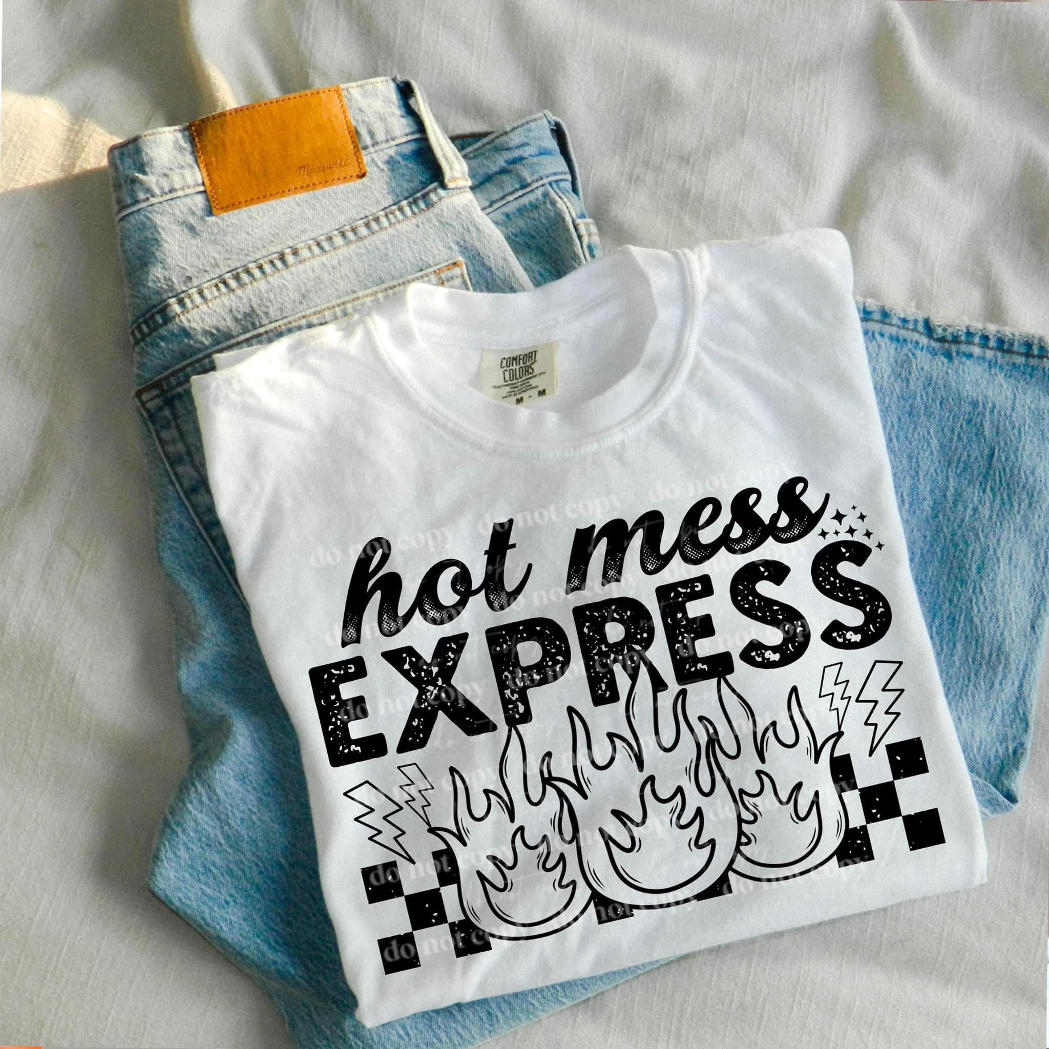 Hot Mess Express Checkered Blk TRANSFER – Sassy Sublimation & Screen Prints