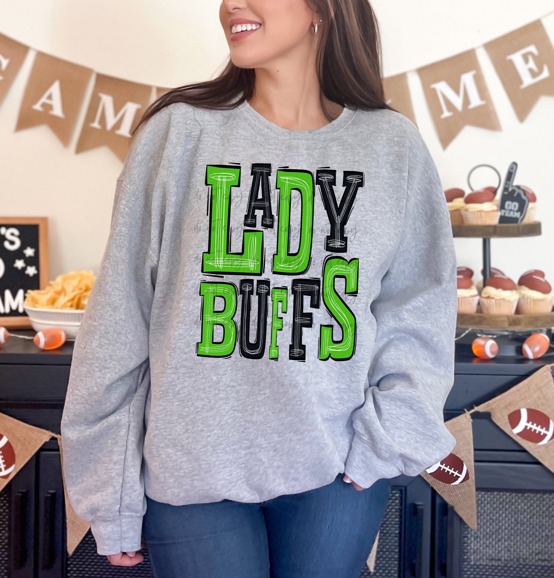 Lady Buffs Green Black Mascot TRANSFER – Sassy Sublimation & Screen Prints