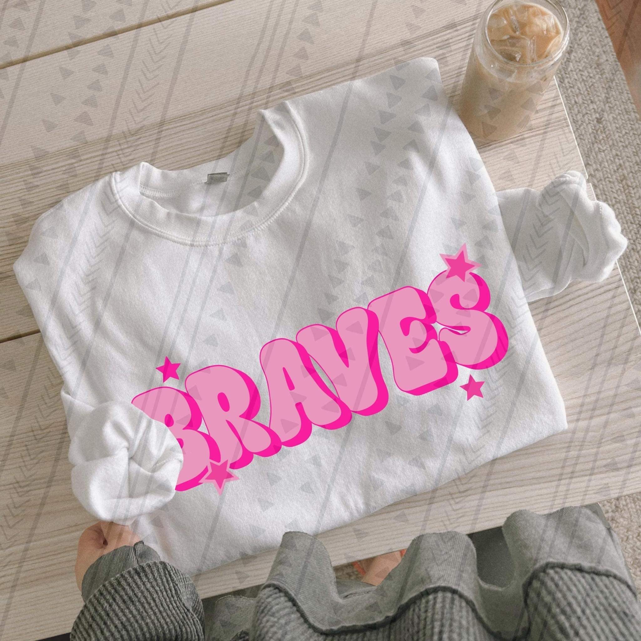 Pink Star Retro Braves TRANSFER – Sassy Sublimation & Screen Prints