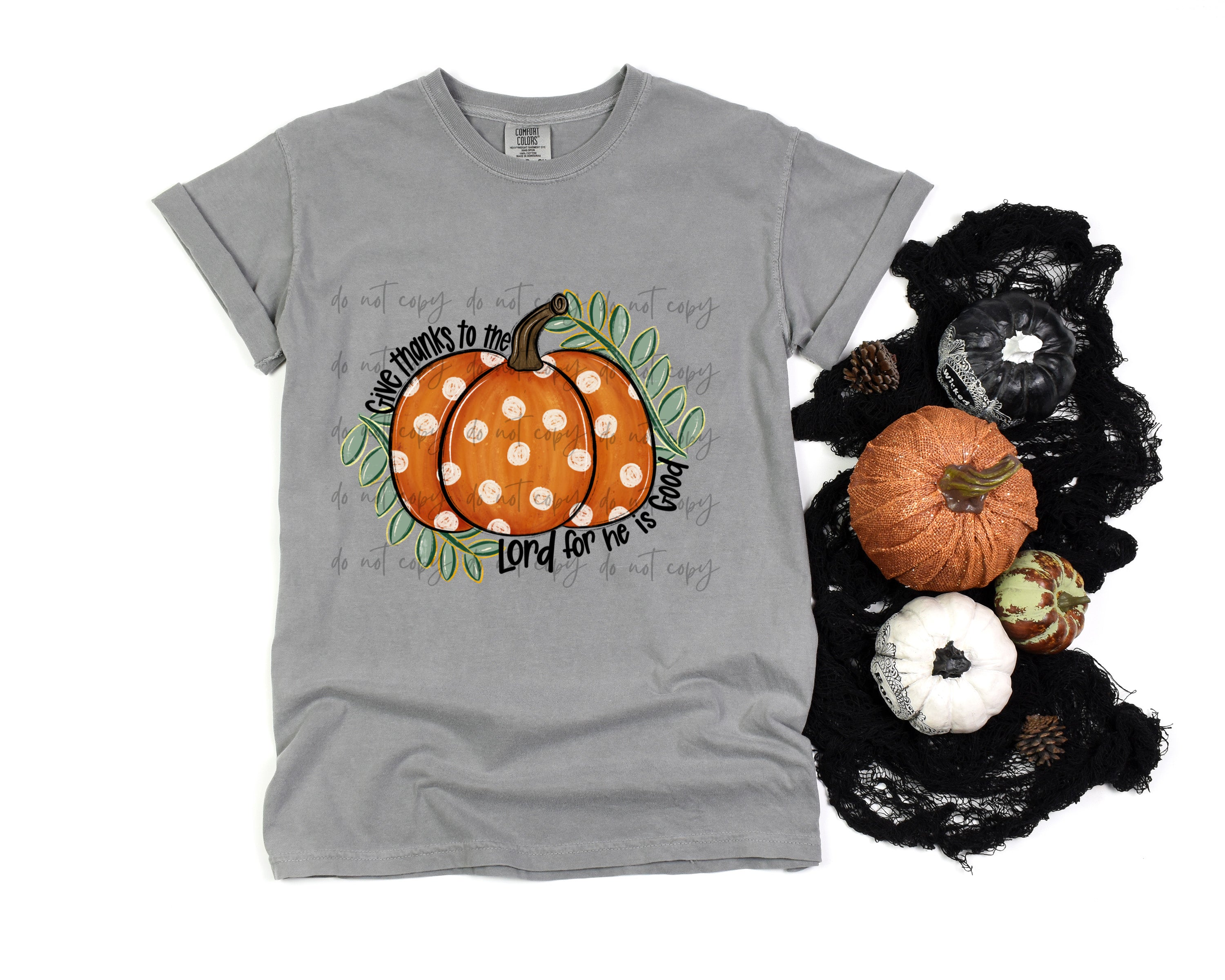 Give Thanks To The Lord Pumpkin Polka Dot TRANSFER – Sassy Sublimation ...