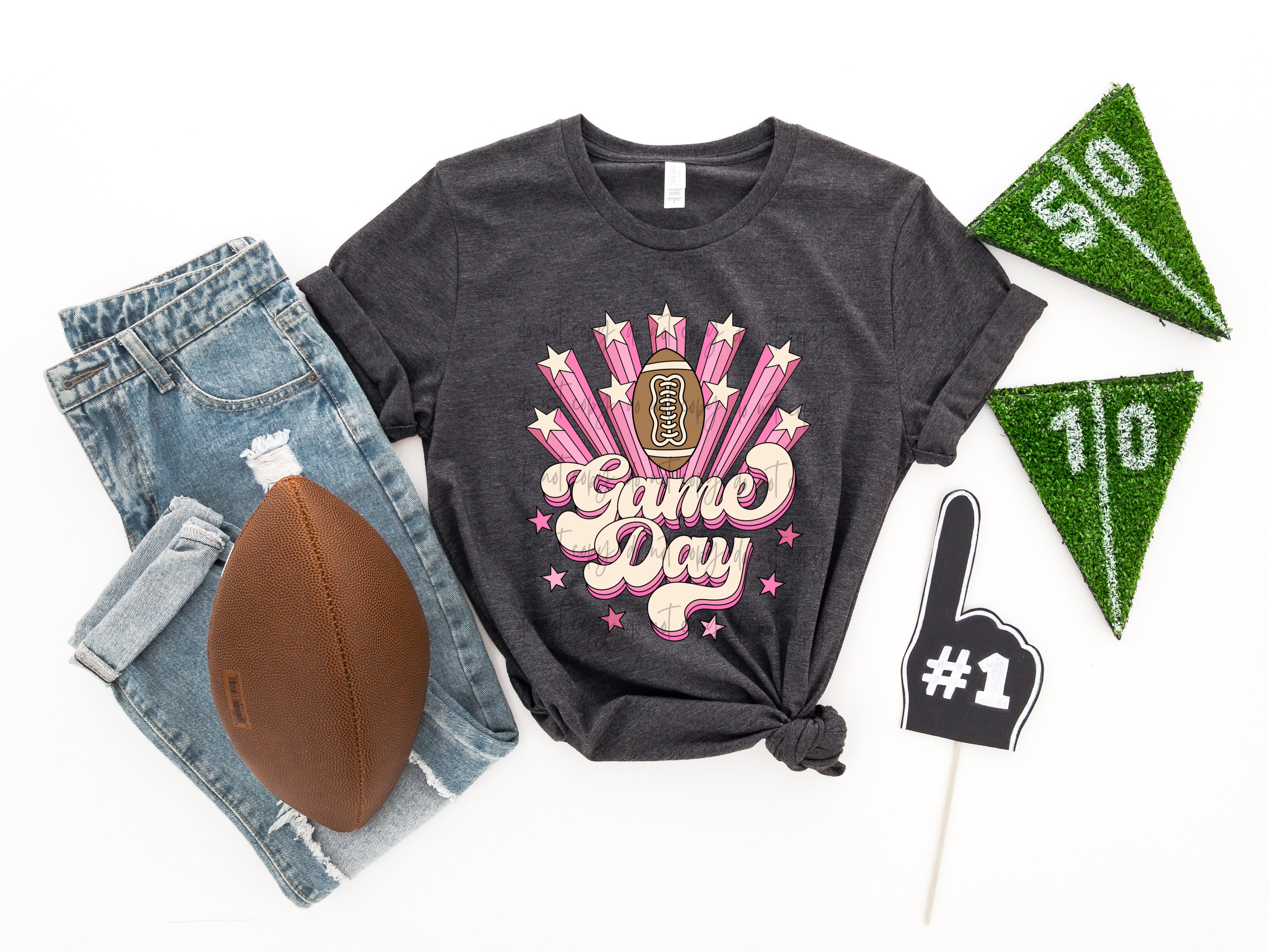 Game Day Pink Retro Football TRANSFER – Sassy Sublimation & Screen Prints