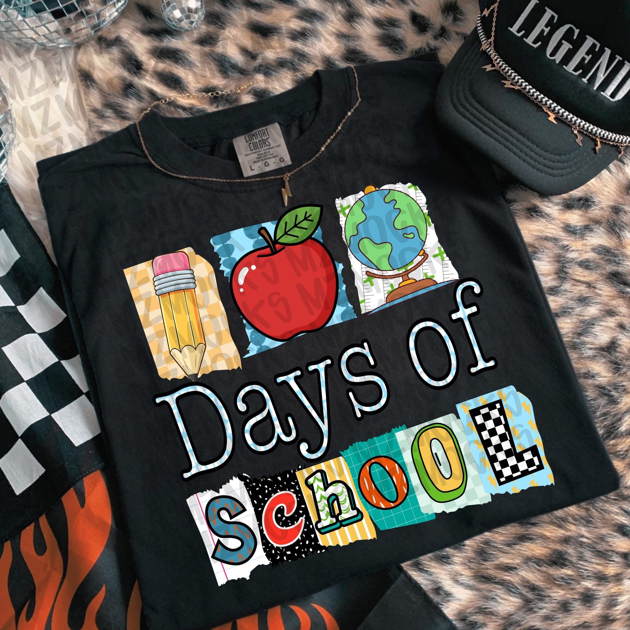 100 Days of School Pencil Apple Globe TRANSFER MZM JAN 26 – Sassy ...