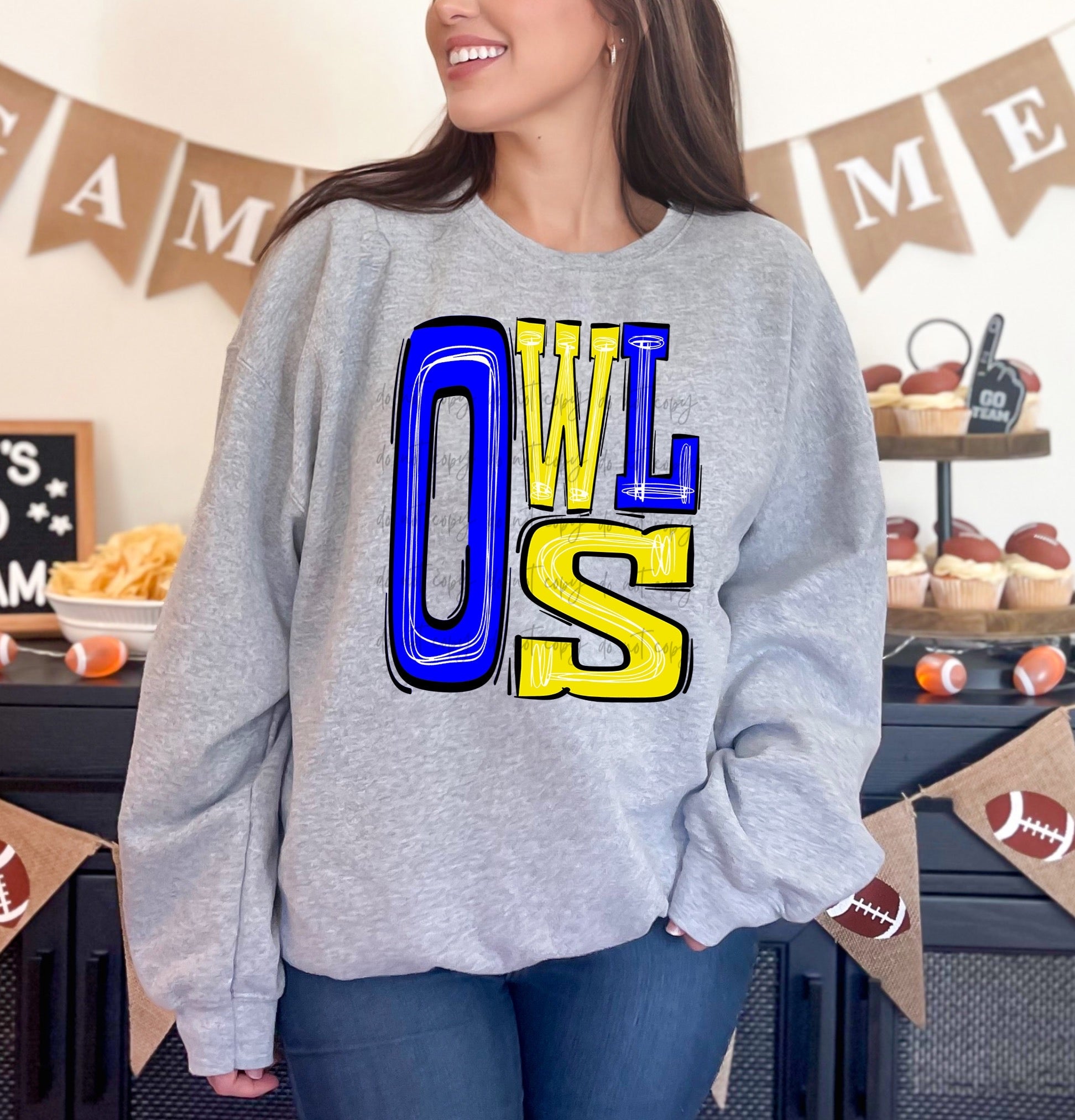 Owls Royal Yellow Mascot TRANSFER – Sassy Sublimation & Screen Prints