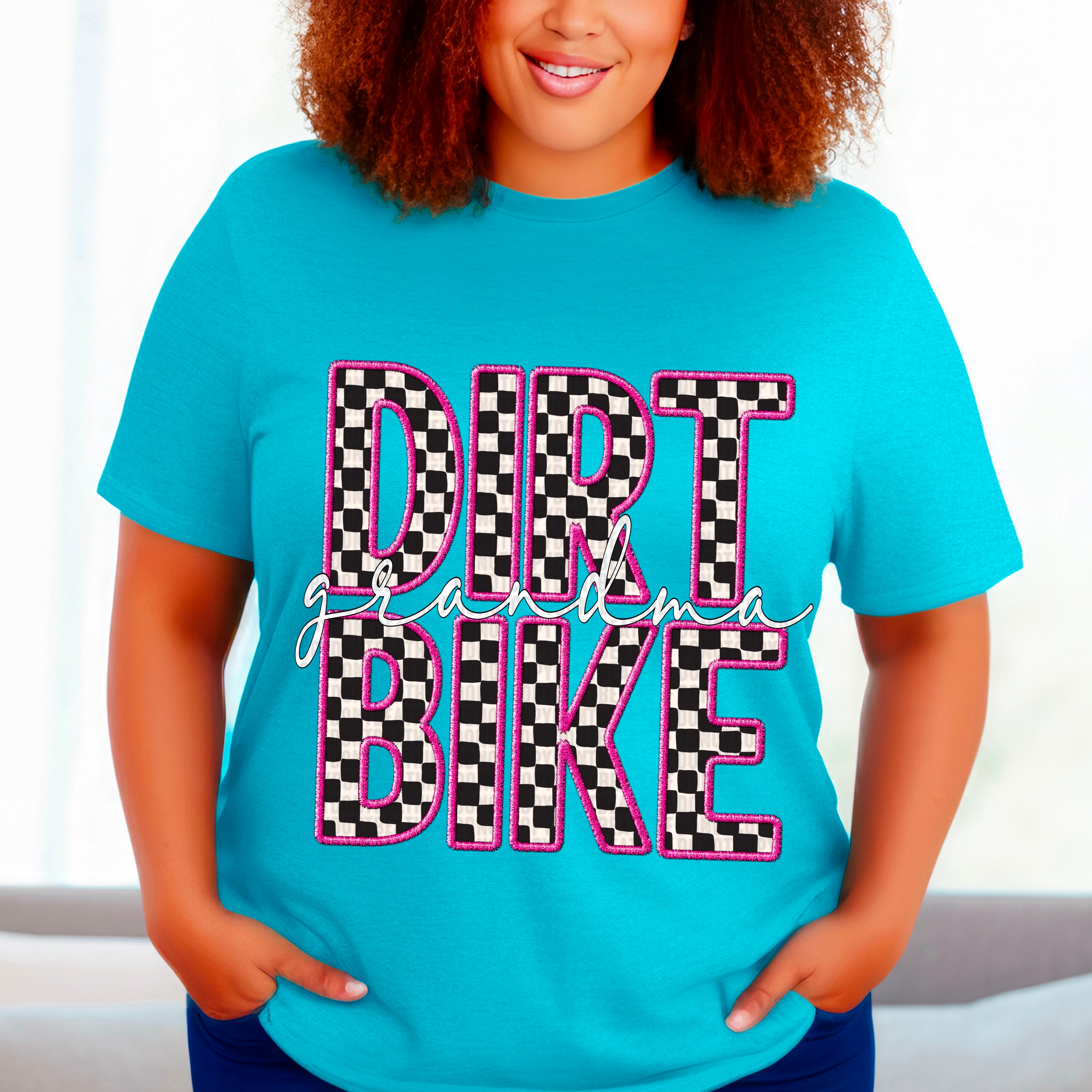 Dirt Bike Grandma Pink Checkered TRANSFER – Sassy Sublimation & Screen ...