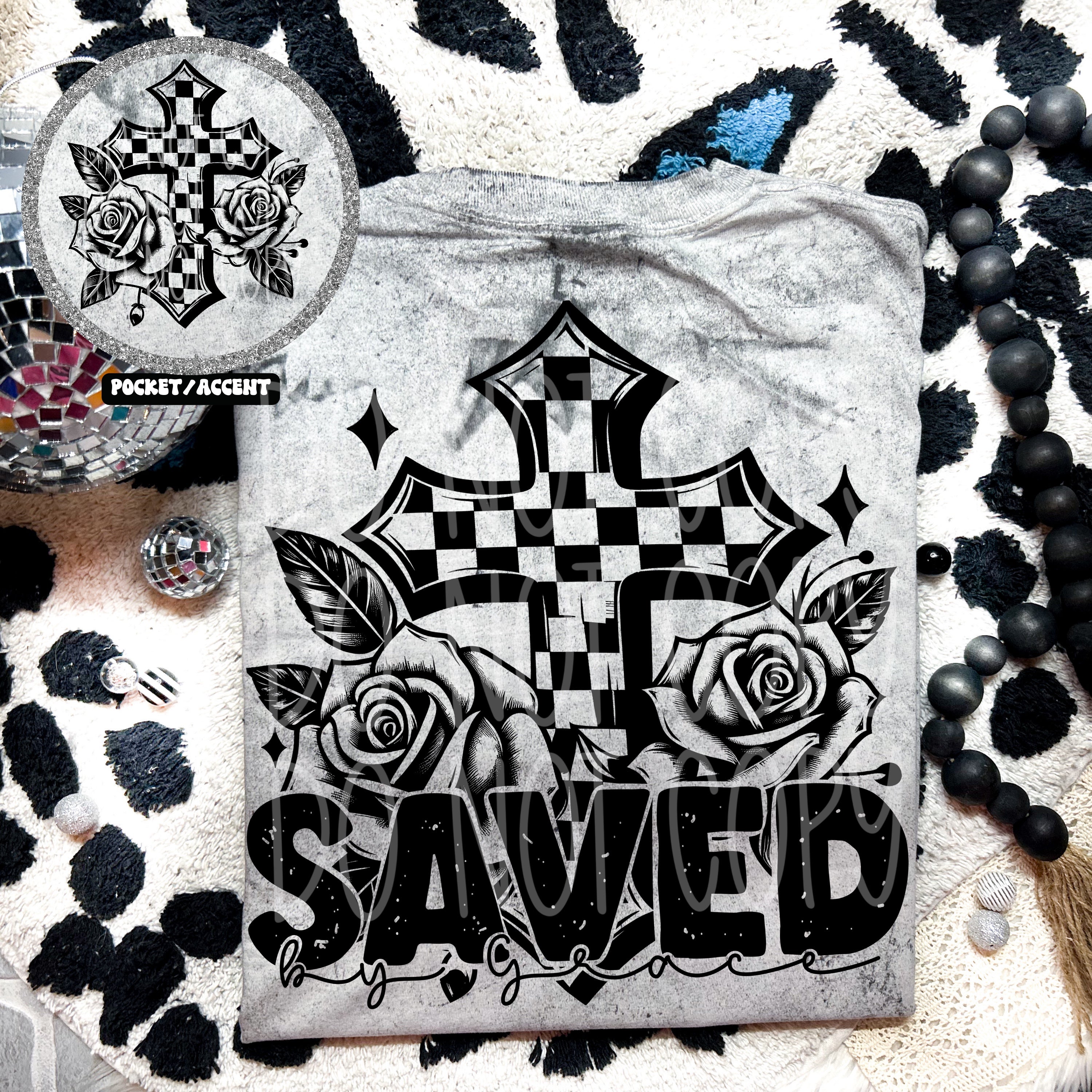 Saved Checkered Cross With Pocket TRANSFER – Sassy Sublimation & Screen ...