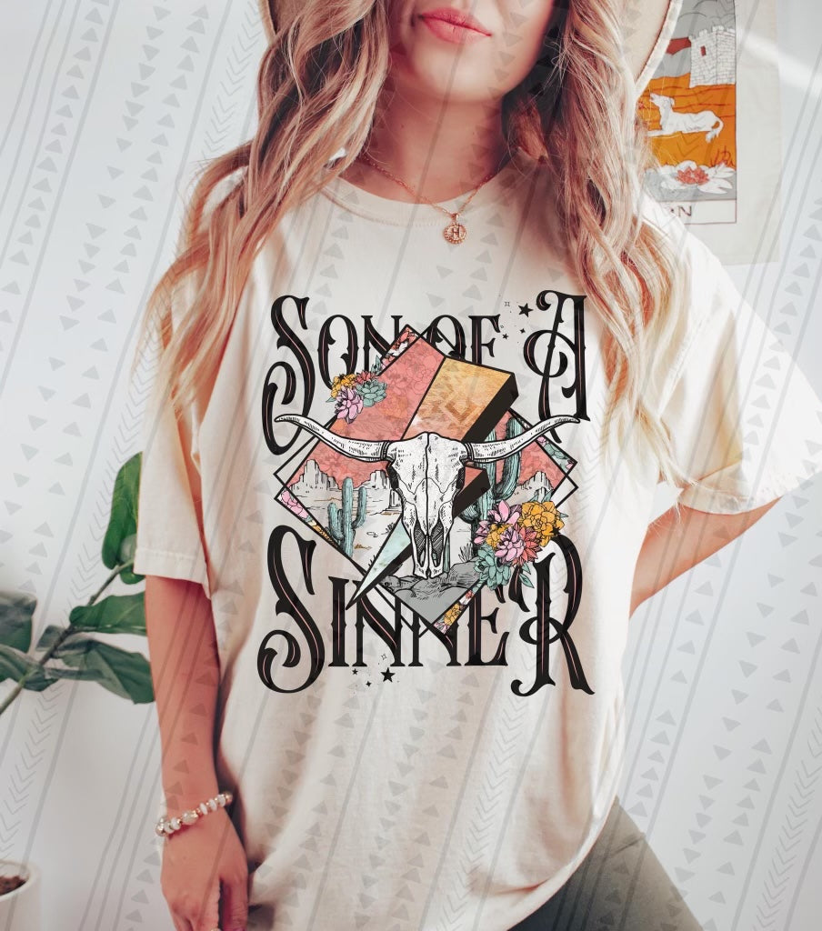 Son Of A Sinner Bull Skull TRANSFER – Sassy Sublimation & Screen Prints
