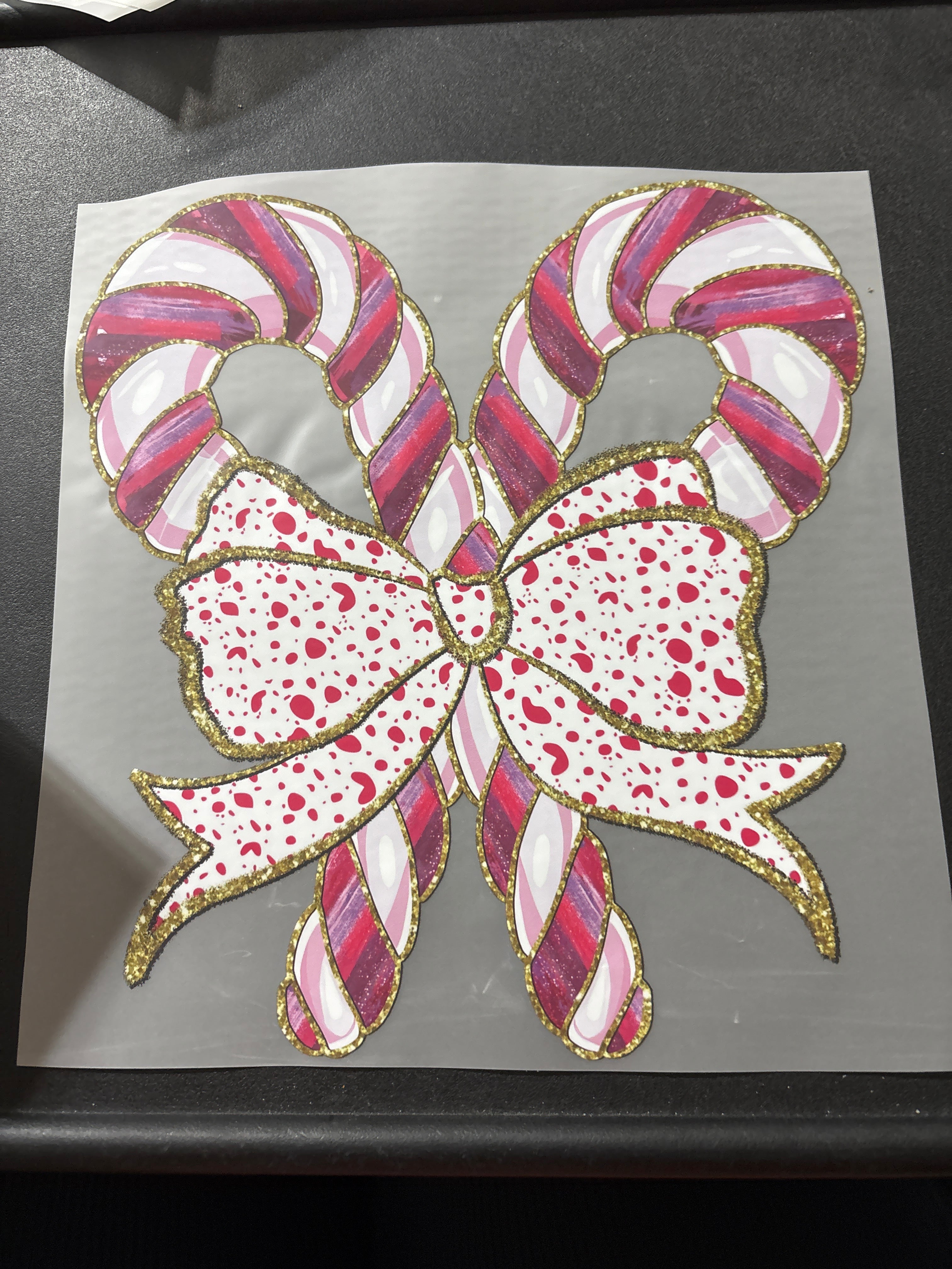 Candy Cane Splatter Bow RTS COLD PEEL DTF TRANSFER – Sassy Sublimation ...