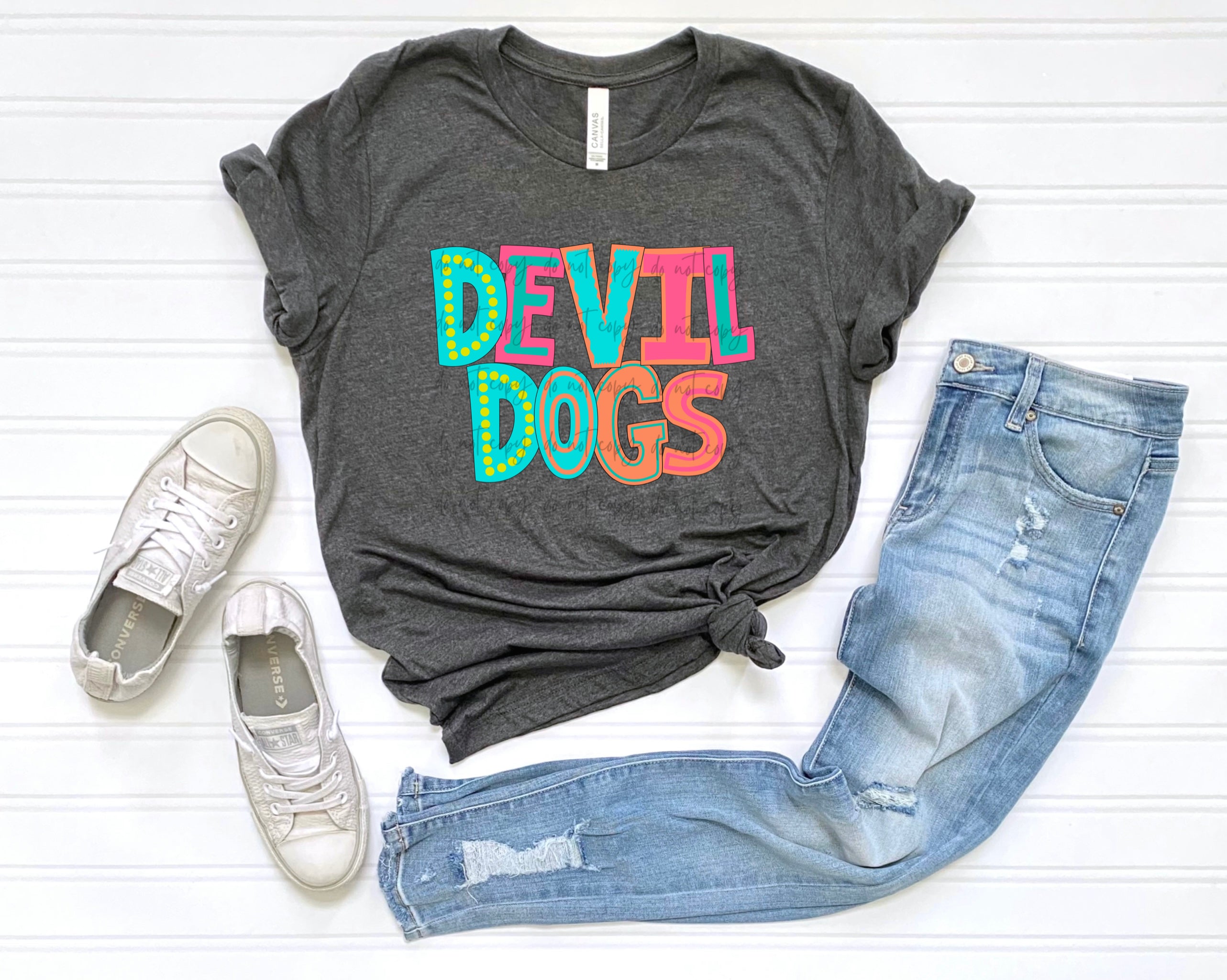 Colorful Line Stitched Devil Dogs TRANSFER – Sassy Sublimation & Screen ...