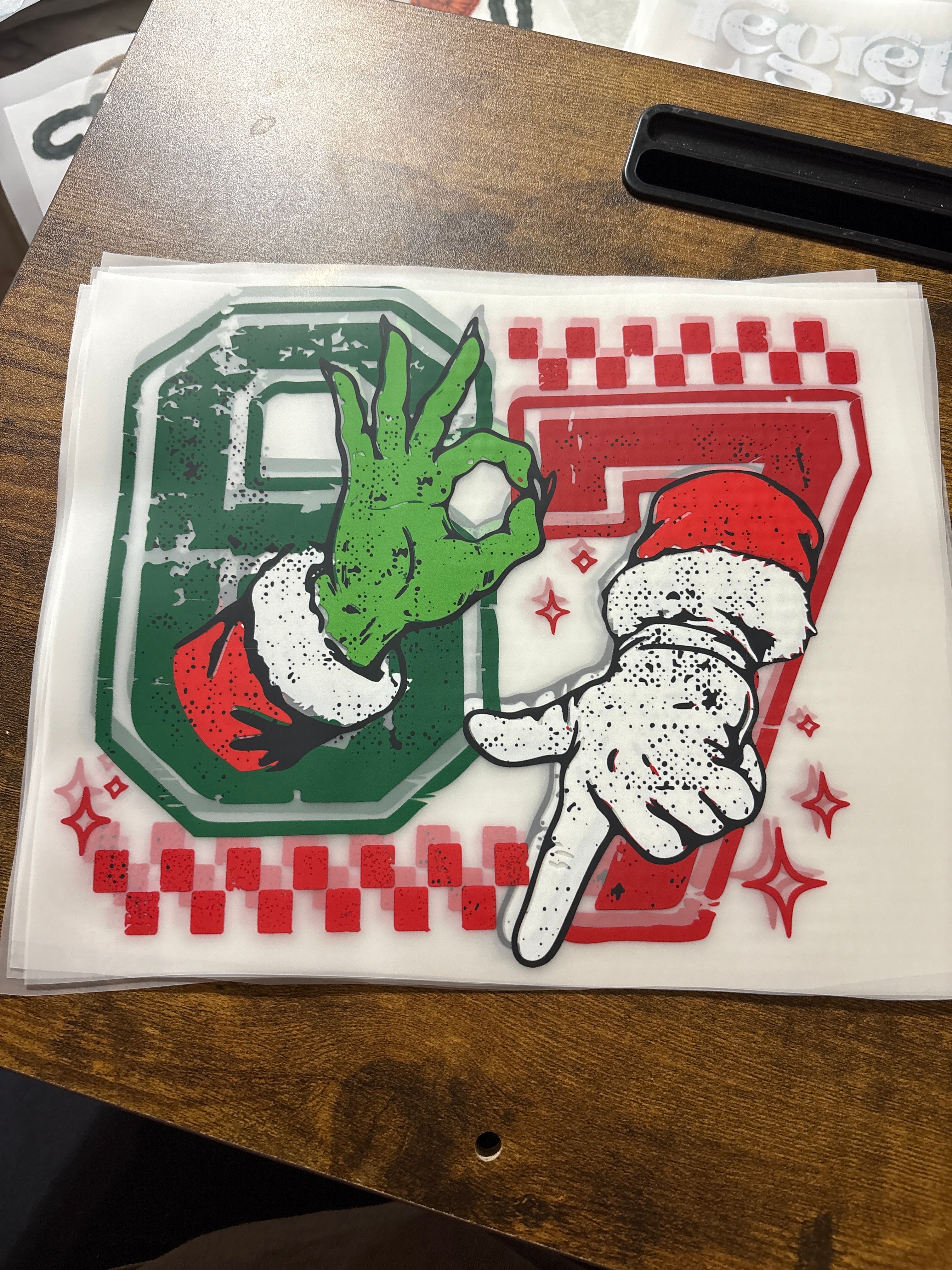 6 7 Santa Green RTS DTF TRANSFER – Sassy Sublimation & Screen Prints
