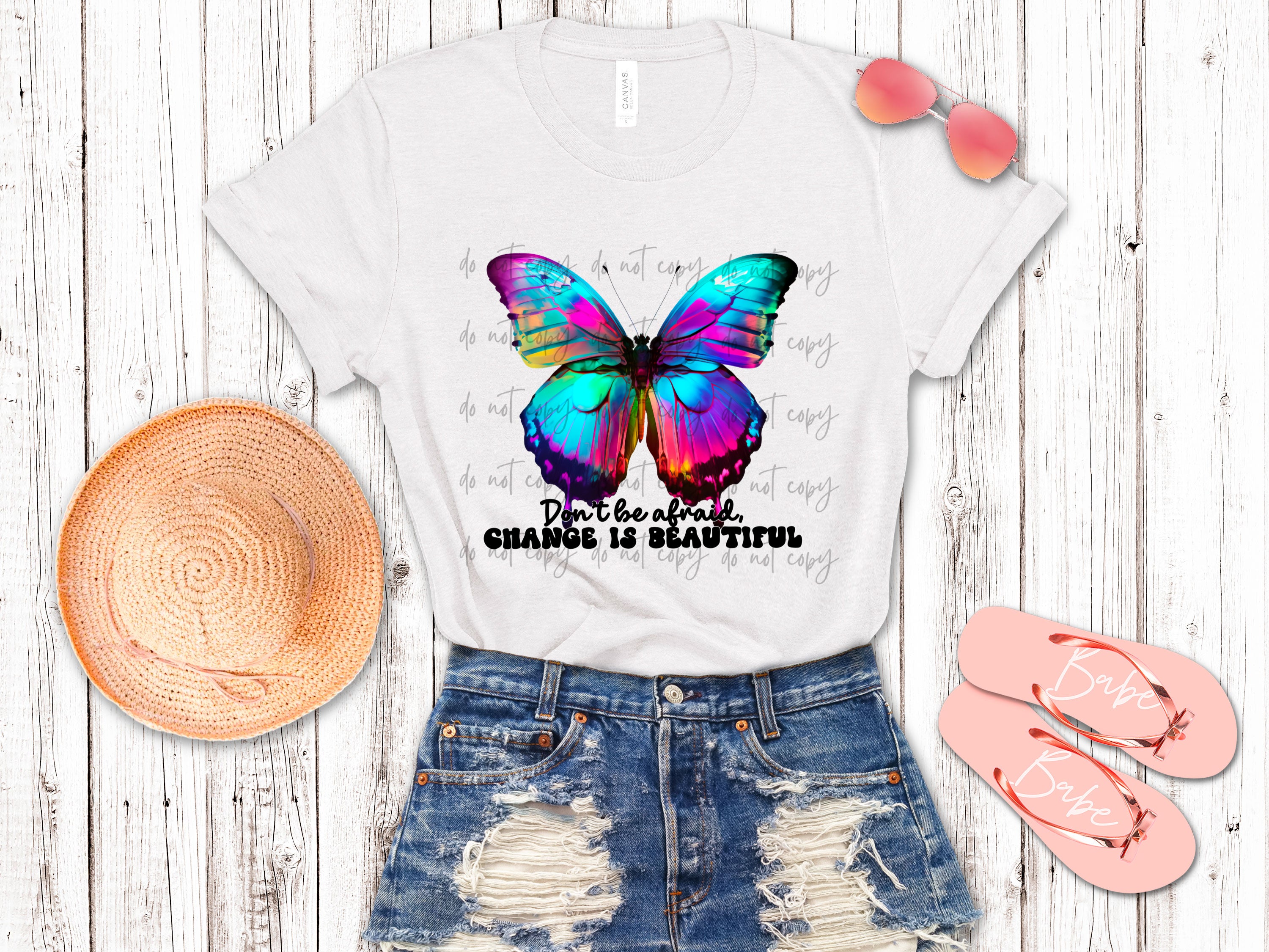 Don’t Be Afraid Change Is Beautiful Watercolor Butterfly TRANSFER ...