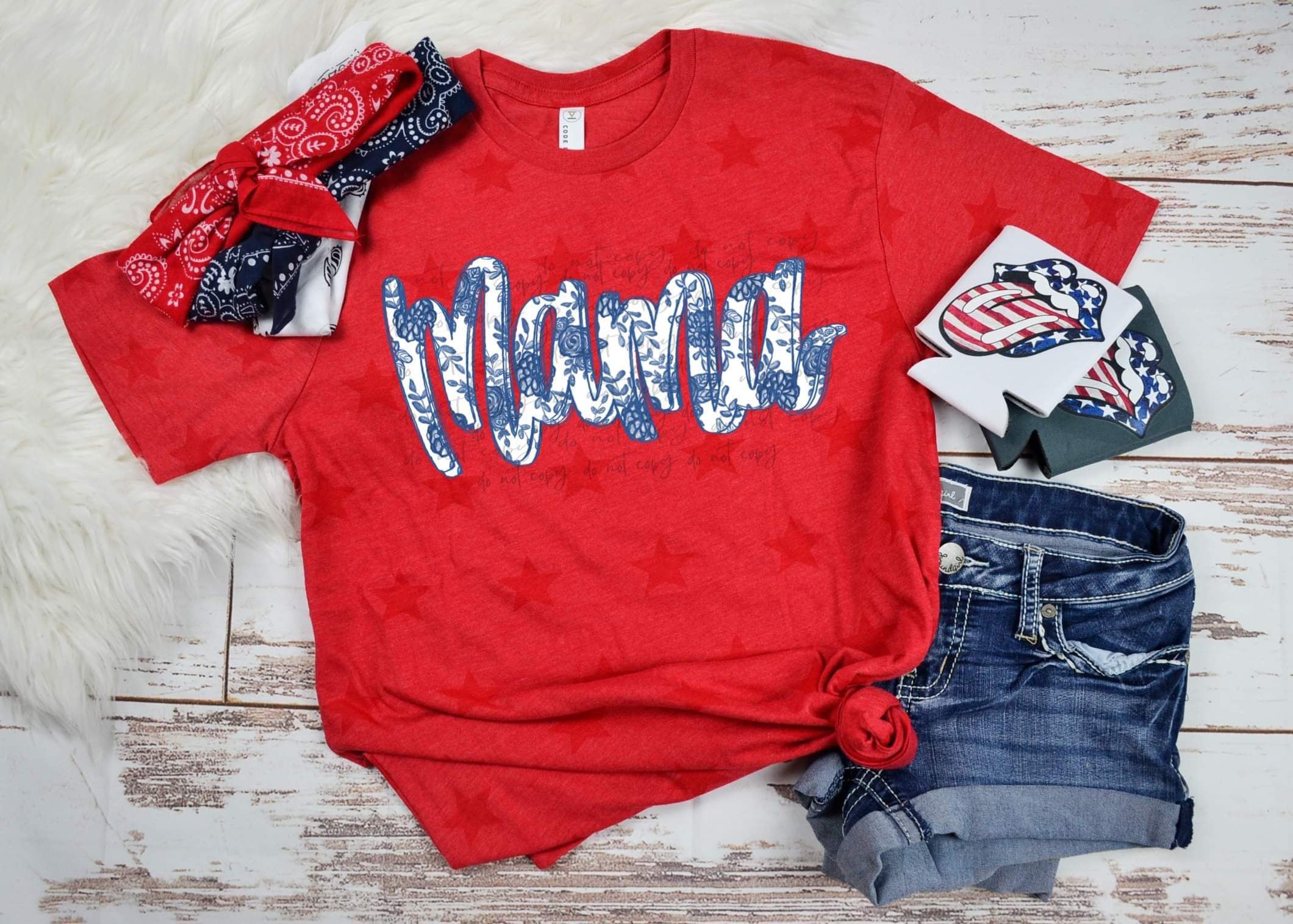 Mama Blue Floral Script TRANSFER – Sassy Sublimation & Screen Prints