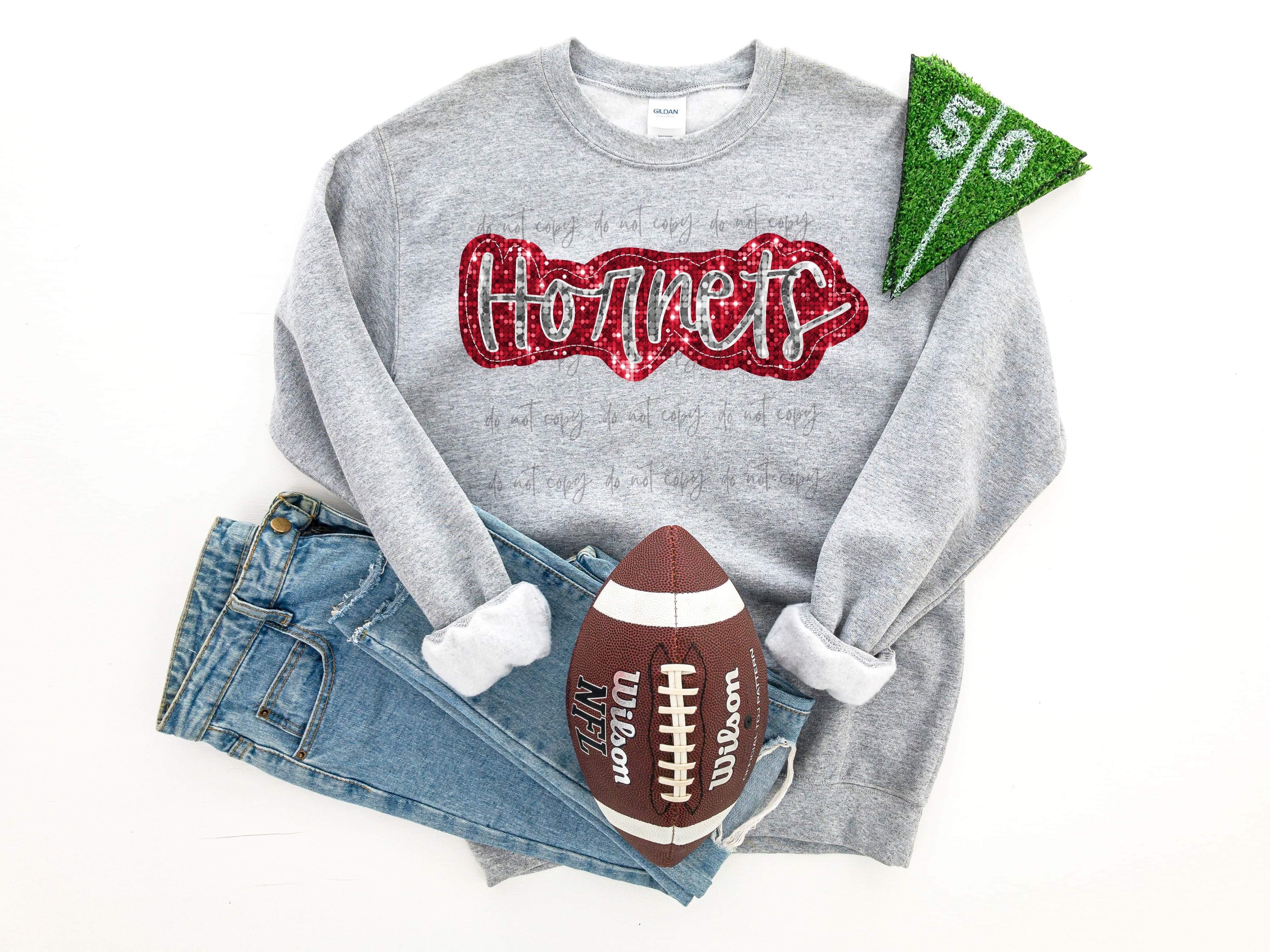 Hornets Silver Maroon Script Faux Embroidery Sequins TRANSFER – Sassy ...