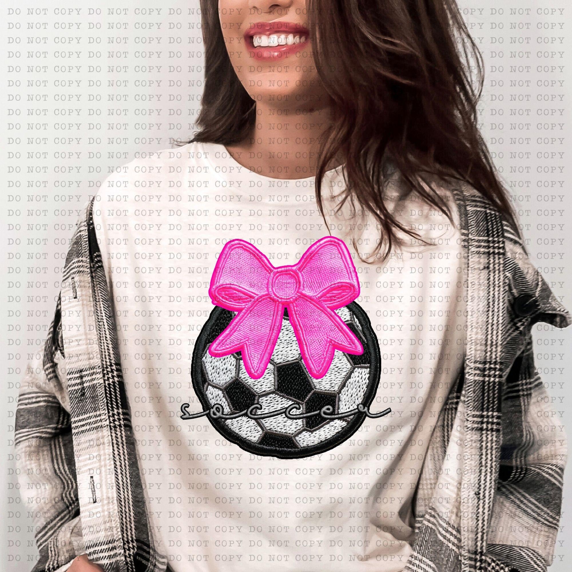 Soccer Cursive With Faux Embroidery Coquette Bow TRANSFER – Sassy ...