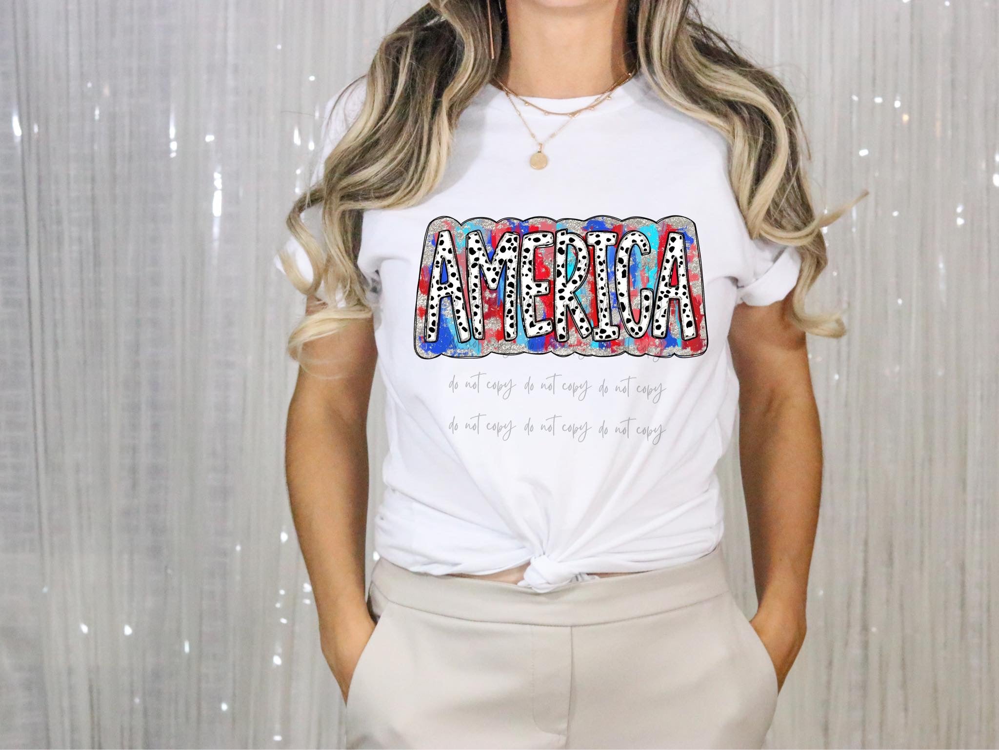 America Red Blue Silver Dots TRANSFER – Sassy Sublimation & Screen Prints