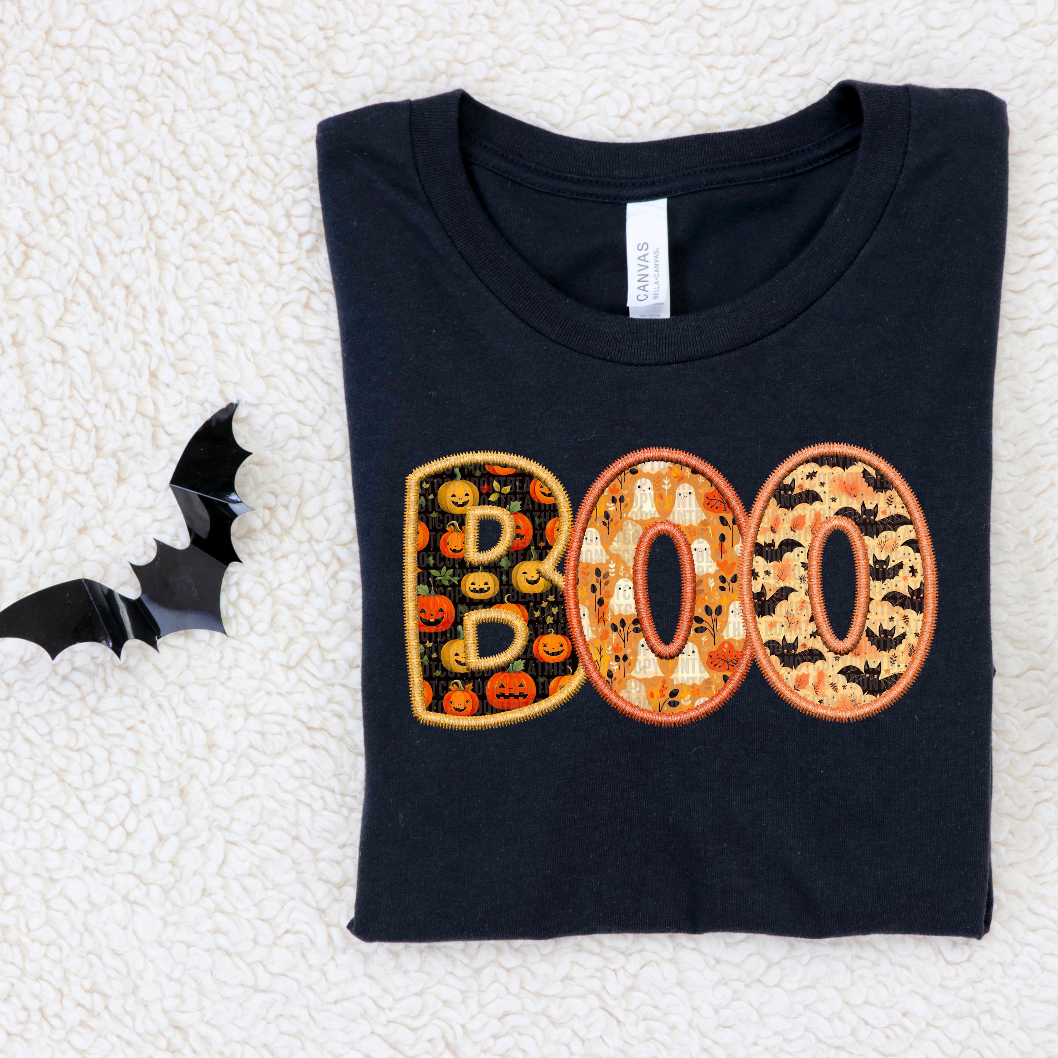 BOO faux embroidery TRANSFER sdd – Sassy Sublimation & Screen Prints