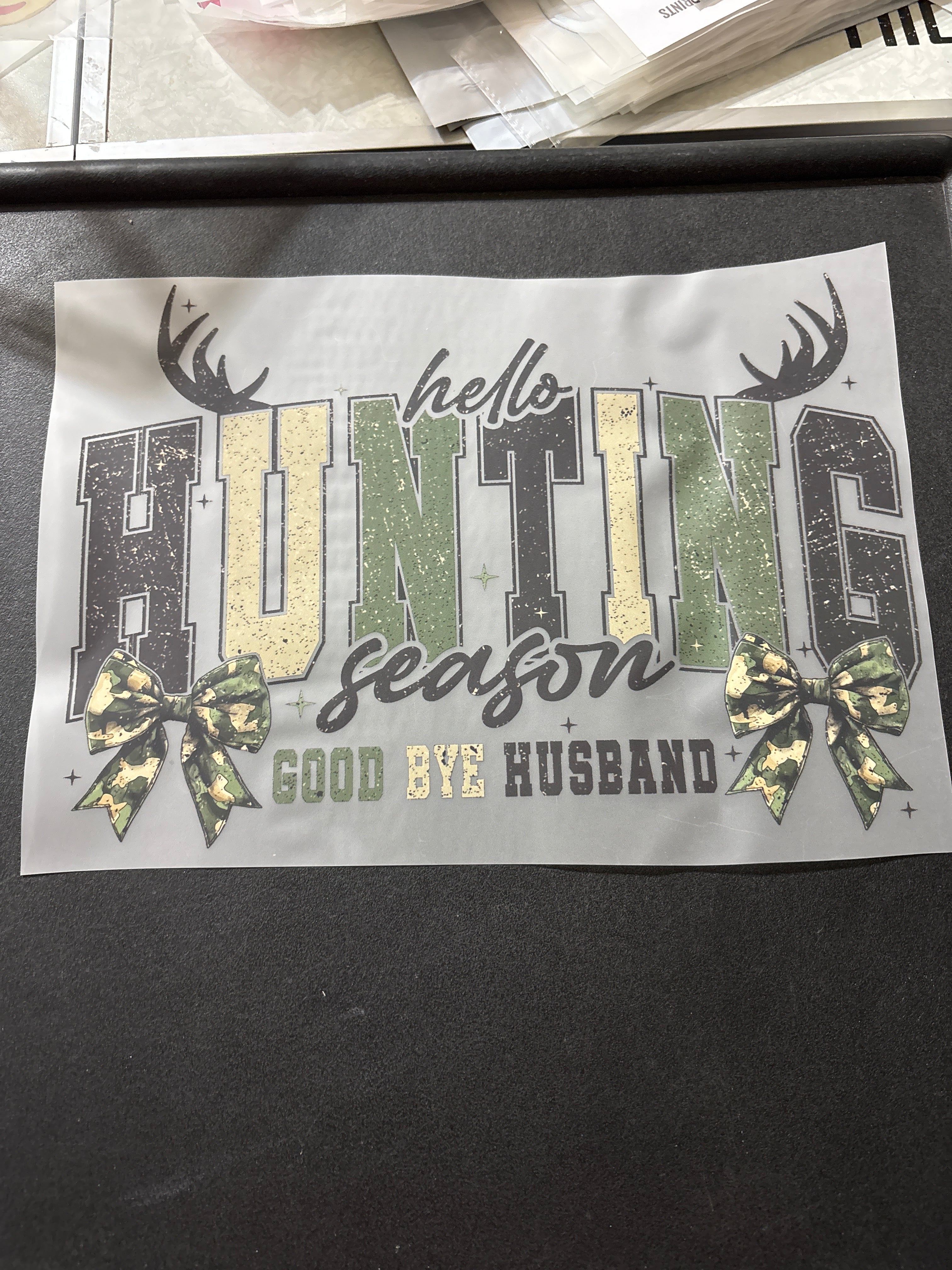 Hello Hunting Season Bow RTS DTF TRANSFER – Sassy Sublimation & Screen ...