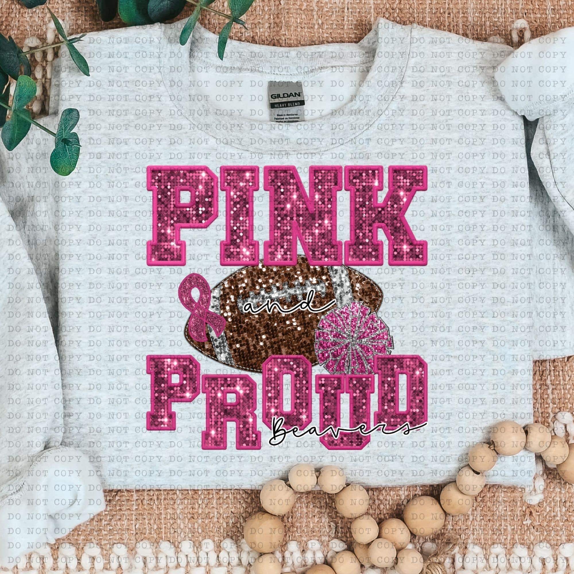 Pink And Proud Beavers Faux Embroidery Sequin TRANSFER – Sassy ...