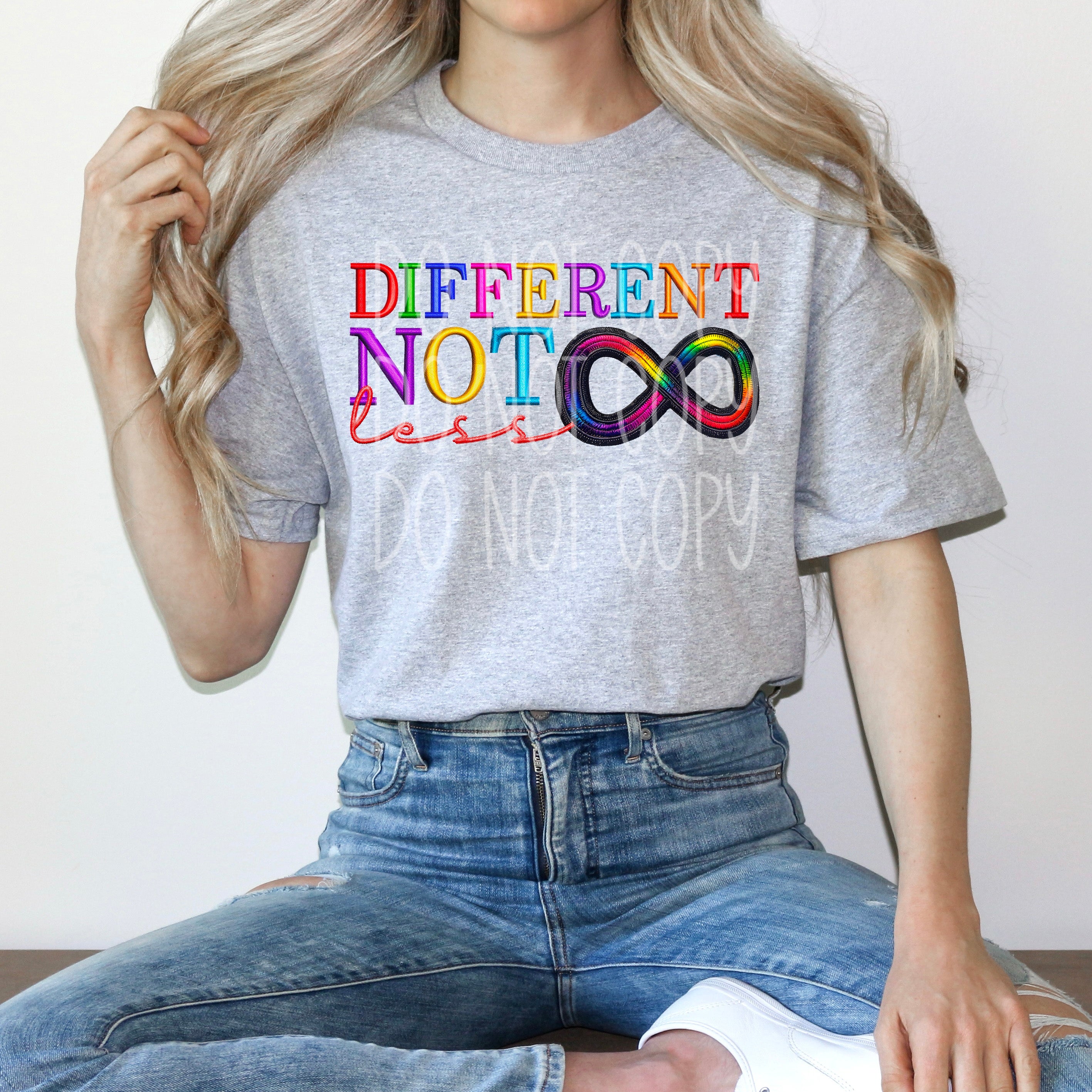 Different Not Less Infinity Faux Embroidery TRANSFER – Sassy ...