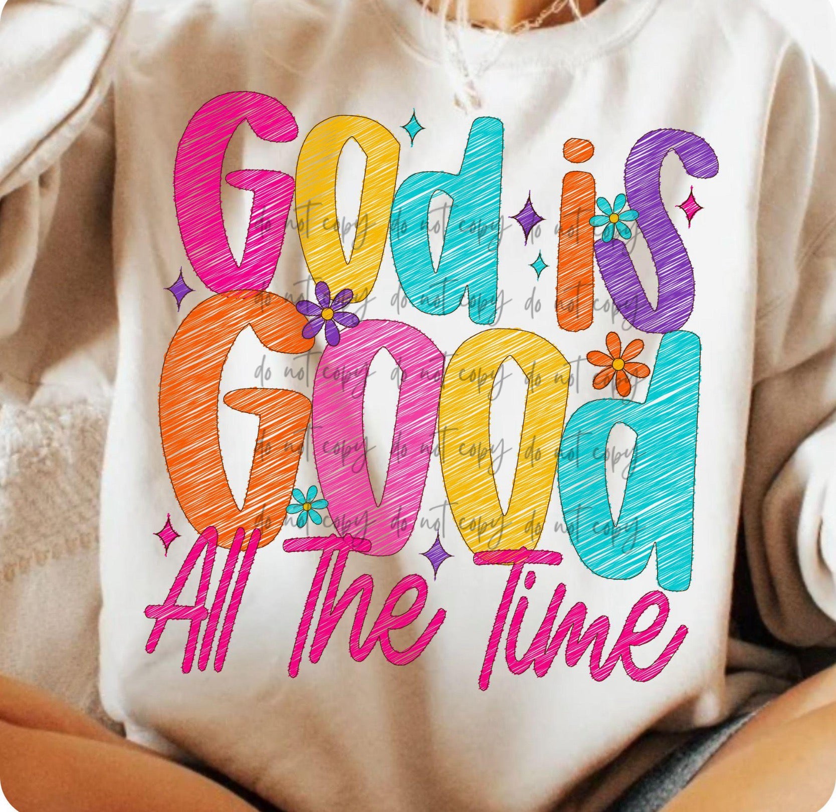 God Is Good Preppy Scribble TRANSFER – Sassy Sublimation & Screen Prints