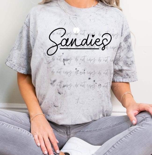 Hand Lettered Sandies TRANSFER – Sassy Sublimation & Screen Prints