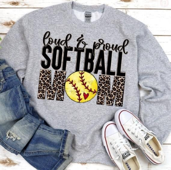 Loud And Proud Softball Mom Leopard Sg Transfer Sassy Sublimation